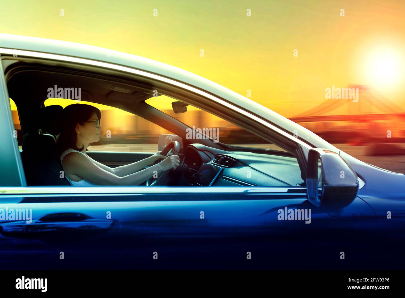 One passenger car driving fast hi-res stock photography and images - Alamy