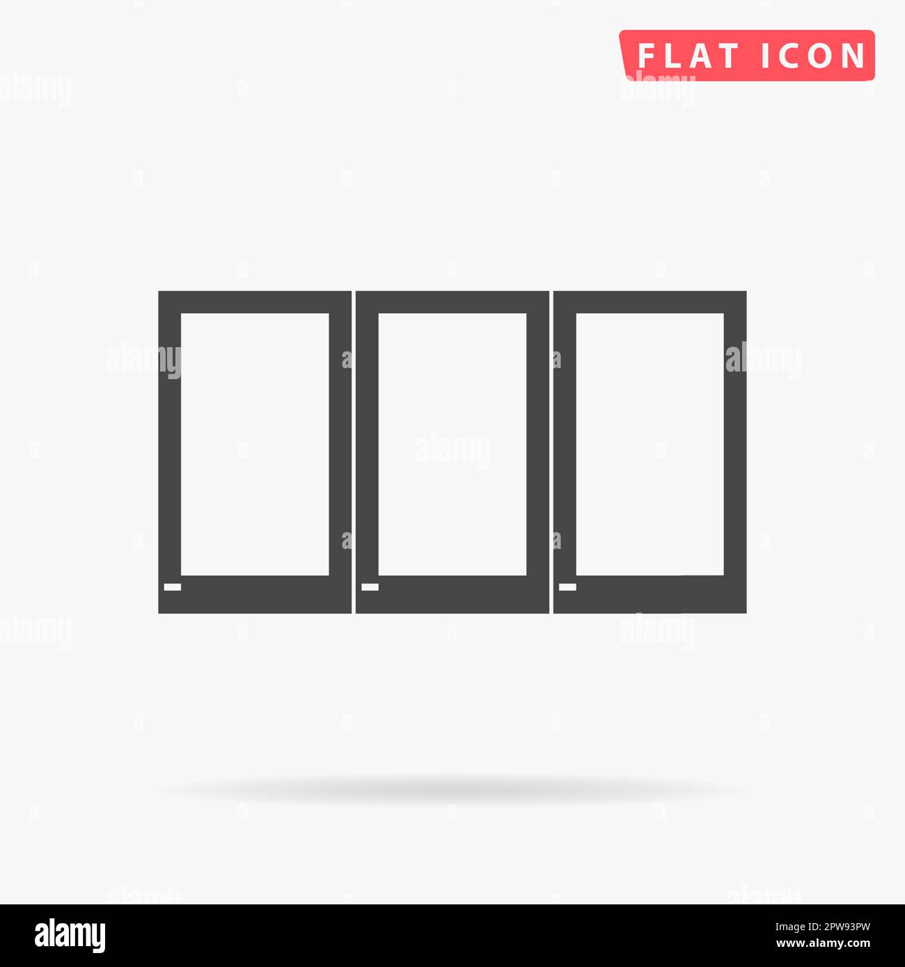Three window. Simple flat black symbol with shadow on white background. Vector illustration ...