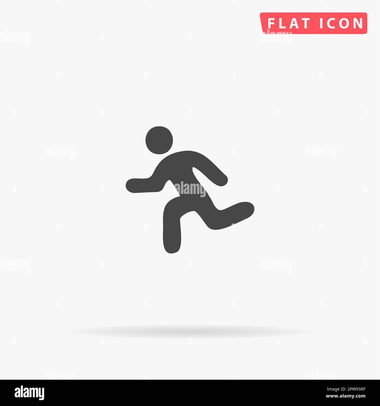 Running man. Simple flat black symbol with shadow on white background ...