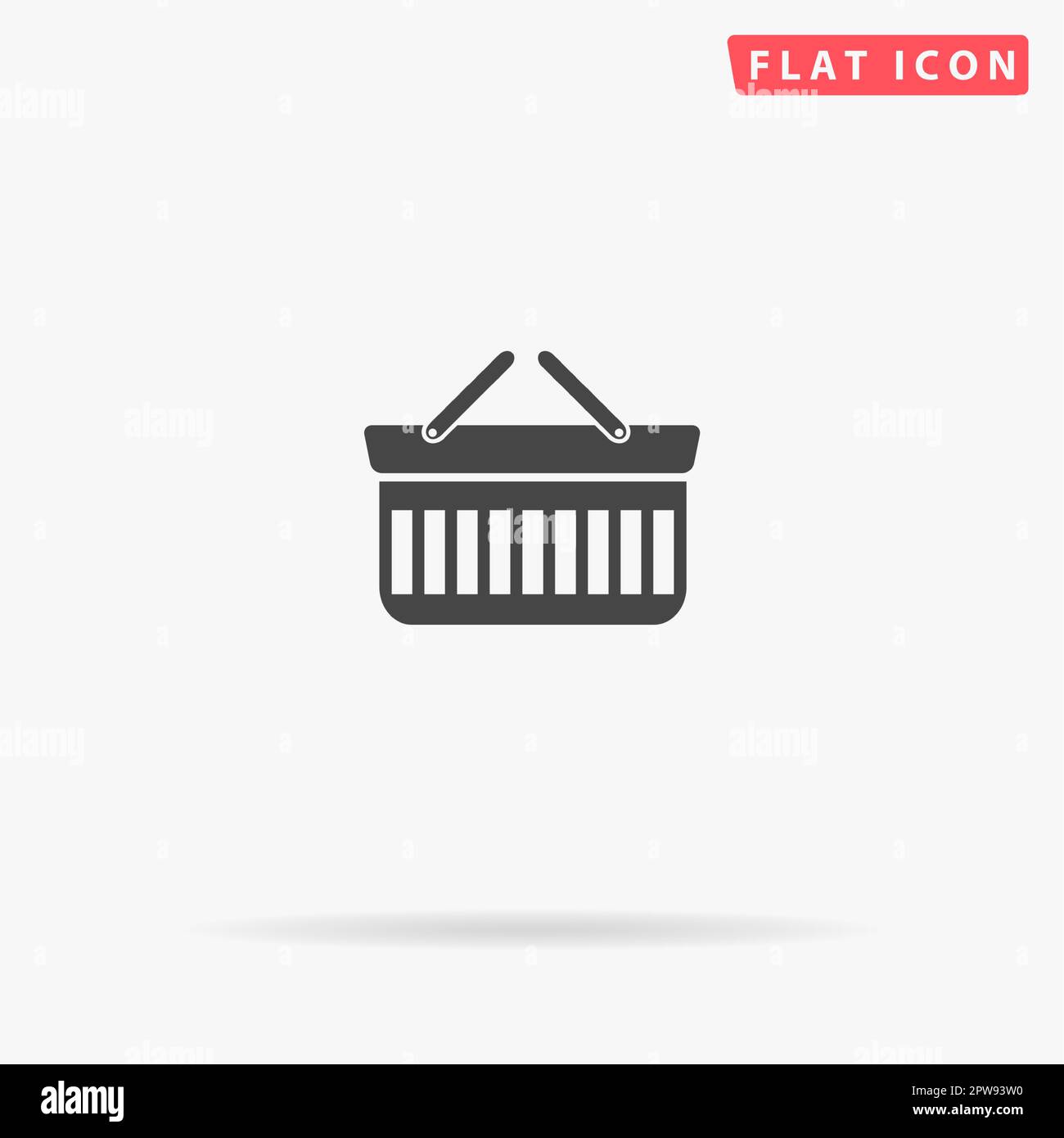 Shopping basket. Simple flat black symbol with shadow on white ...