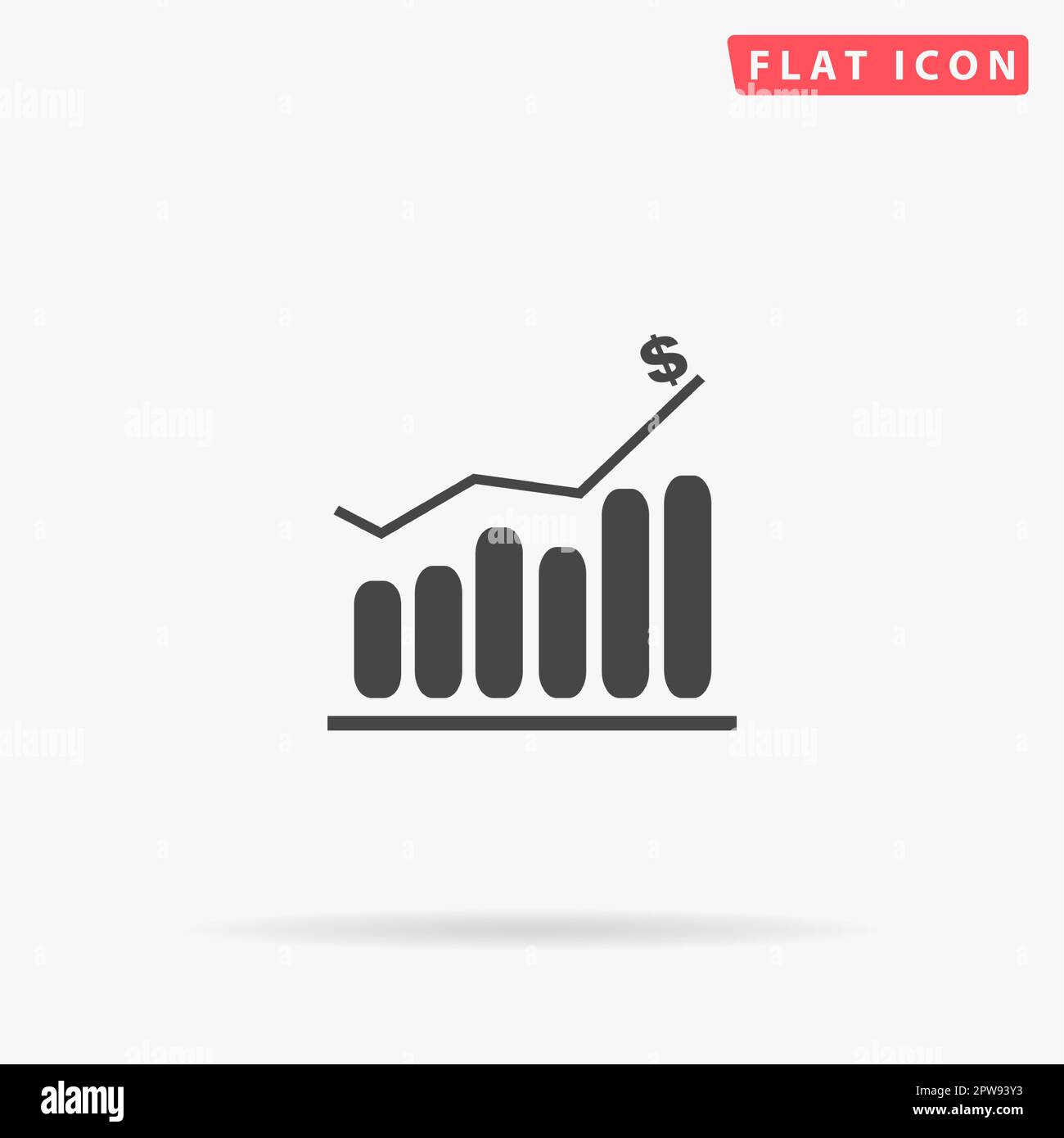 Graph. Simple flat black symbol with shadow on white background. Vector ...
