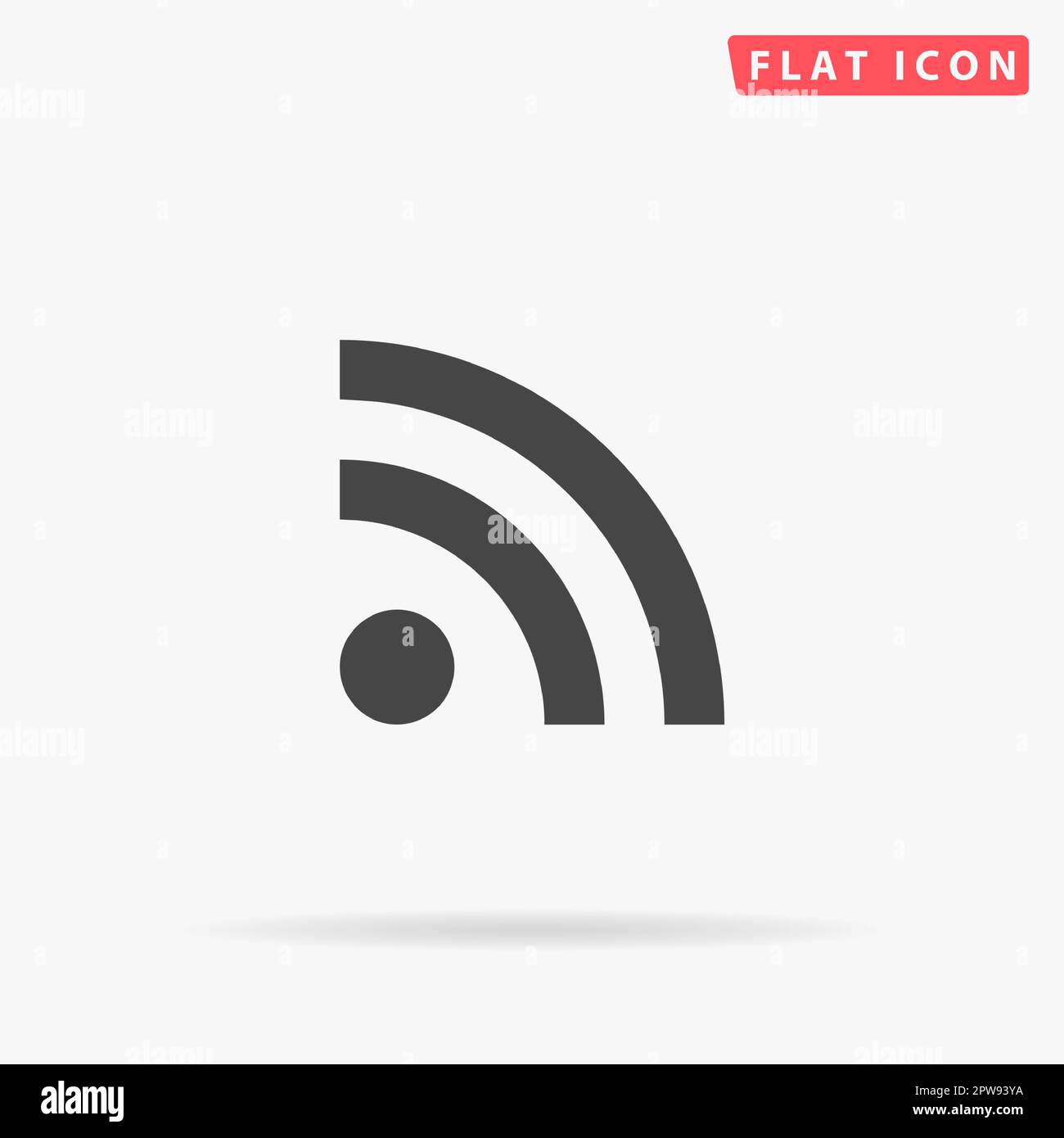 RSS. Simple flat black symbol with shadow on white background. Vector ...