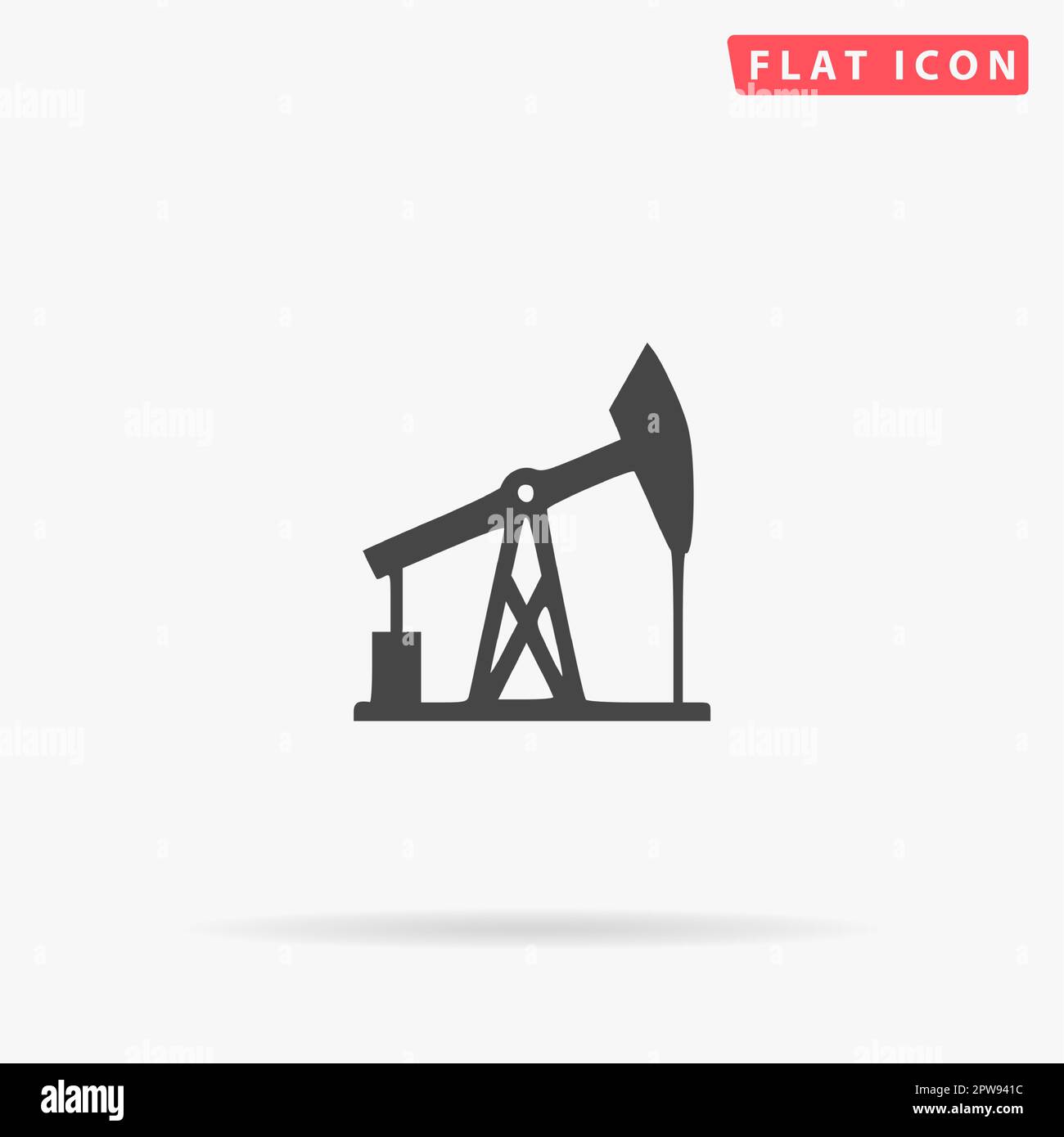 Oil derrick. Simple flat black symbol with shadow on white background ...