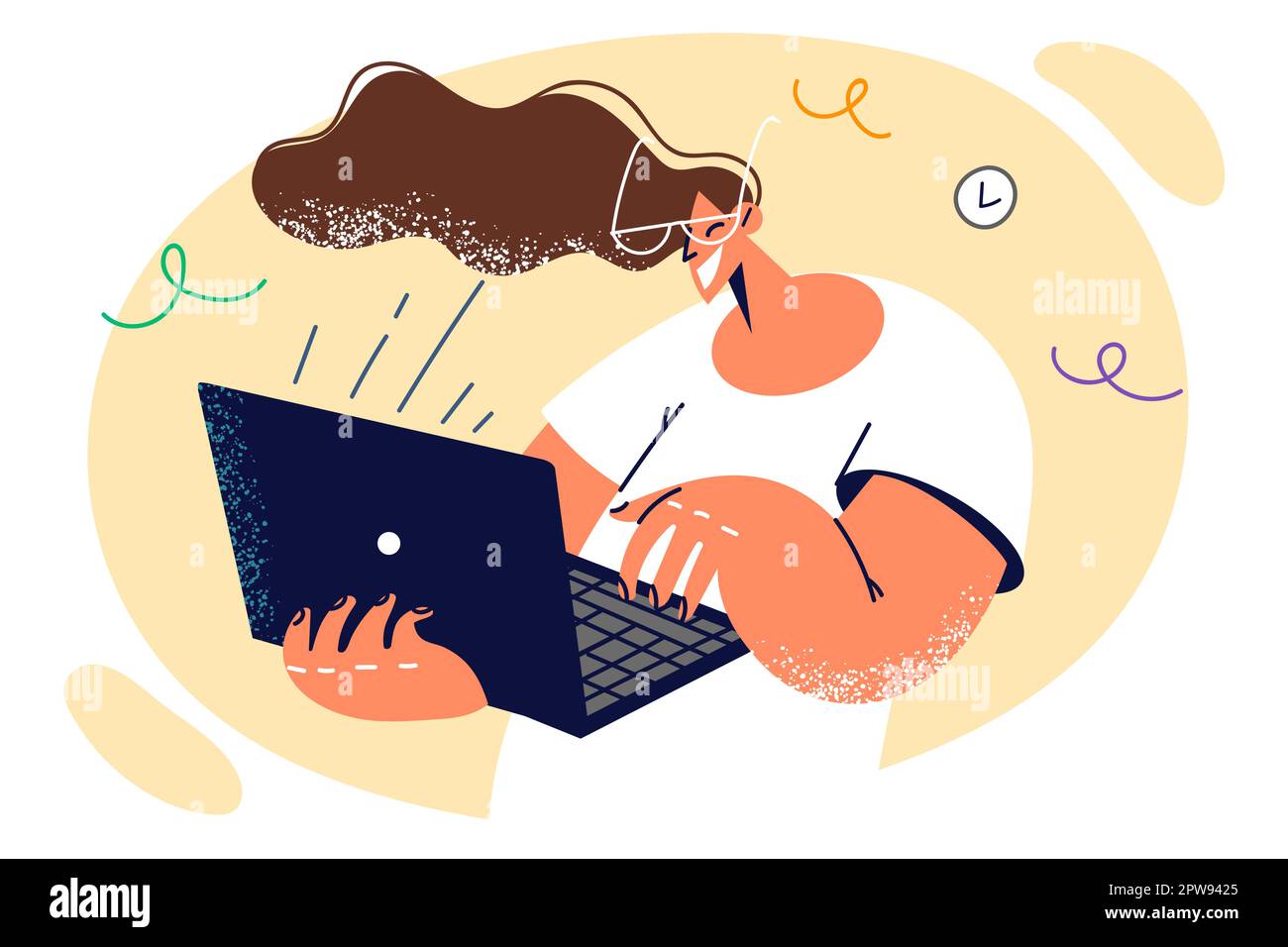 Woman teacher online courses use laptop to conduct webinars and teach ...