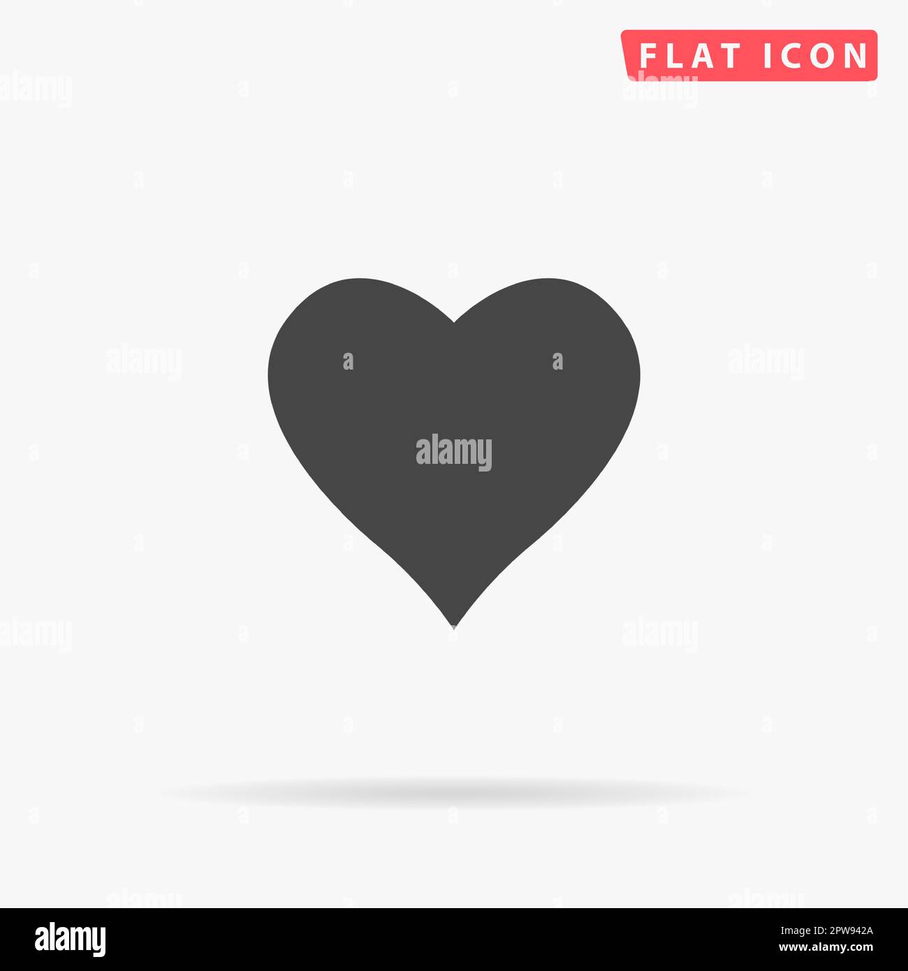 Heart pictogram. Simple flat black symbol with shadow on white ...
