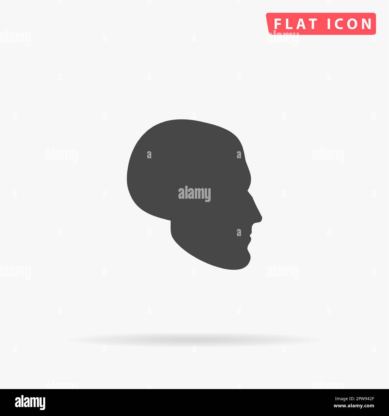 Head. Simple flat black symbol with shadow on white background. Vector ...