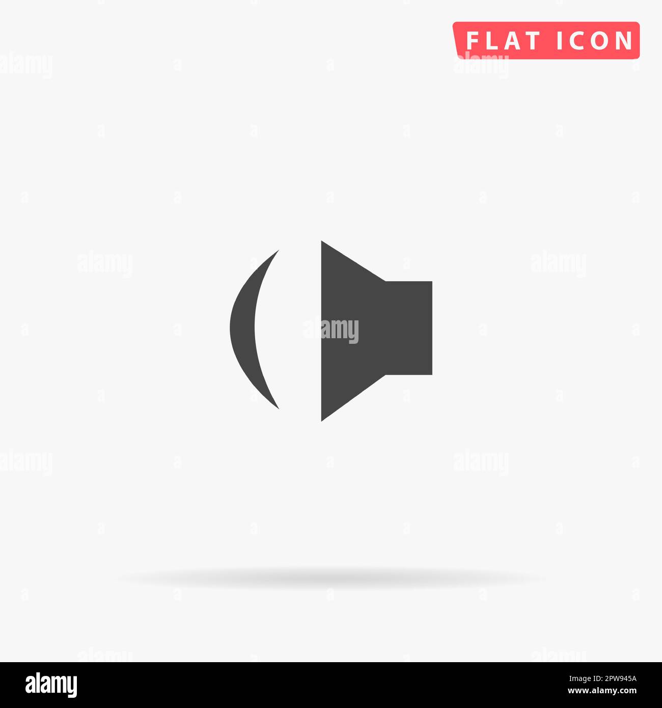 Sound. Simple flat black symbol with shadow on white background. Vector ...