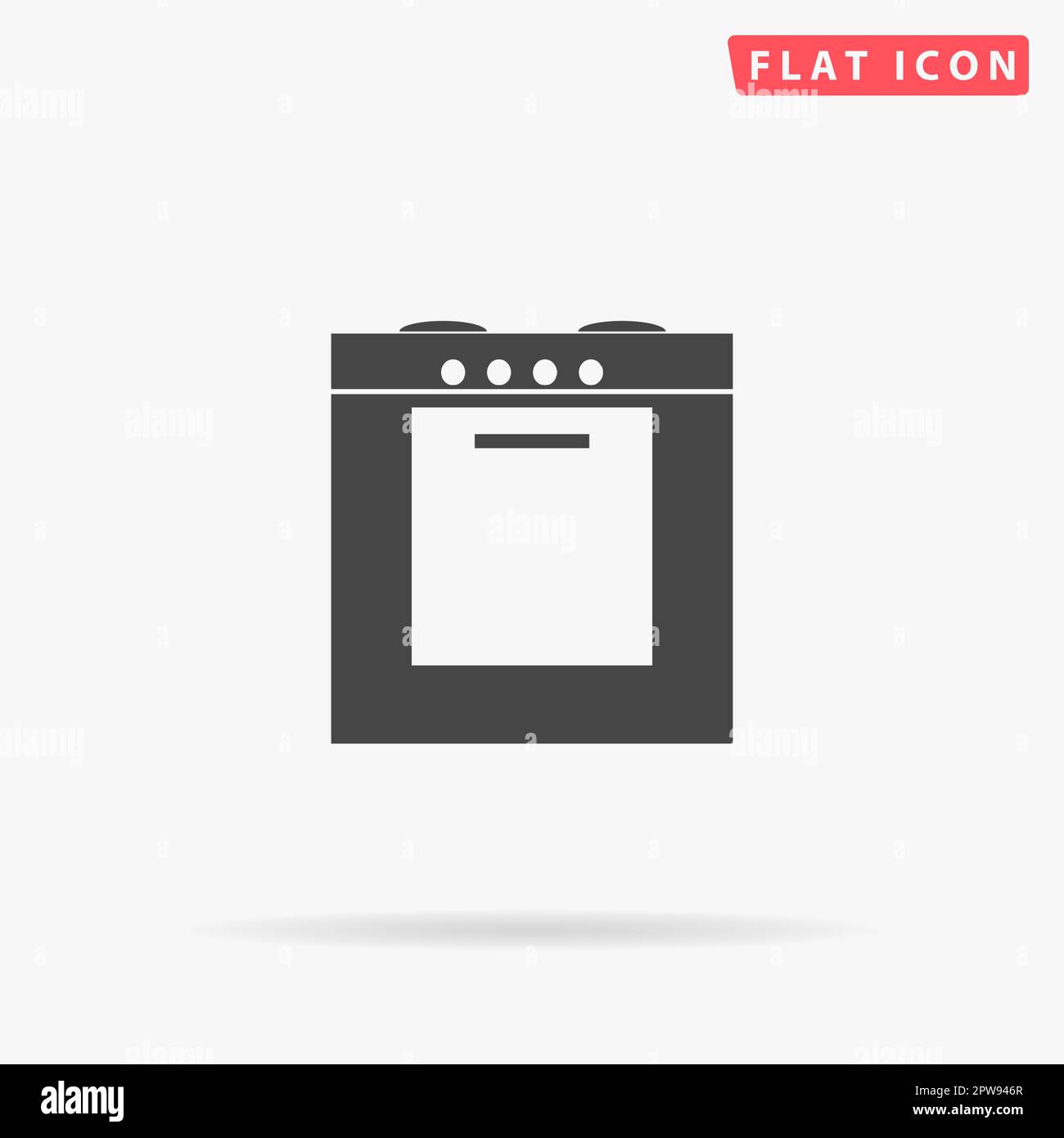 Stove. Simple flat black symbol with shadow on white background. Vector ...