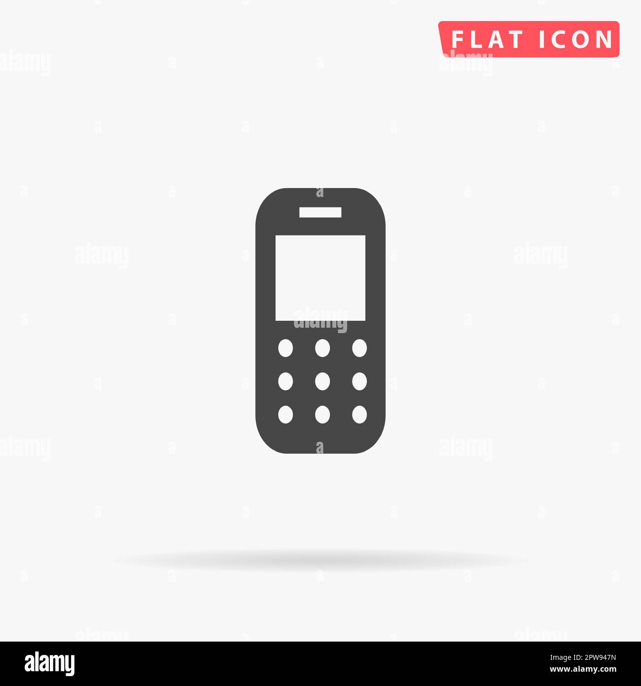 Mobile phone. Simple flat black symbol with shadow on white background ...