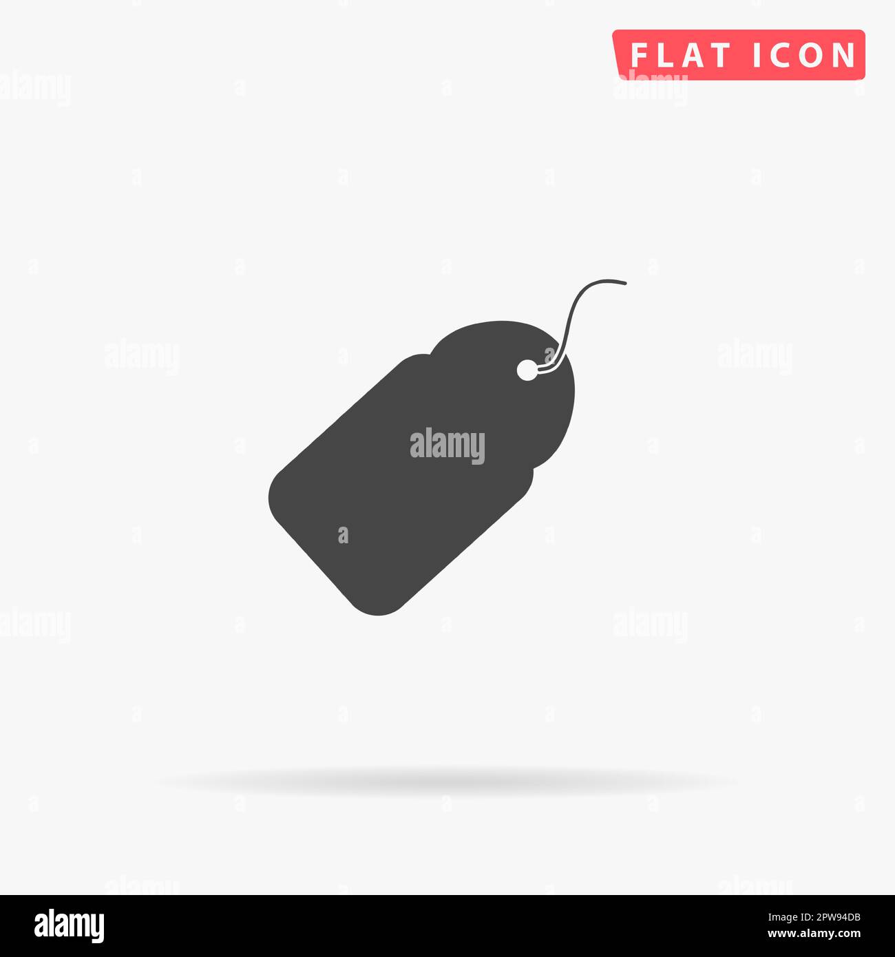 Tag. Simple flat black symbol with shadow on white background. Vector ...