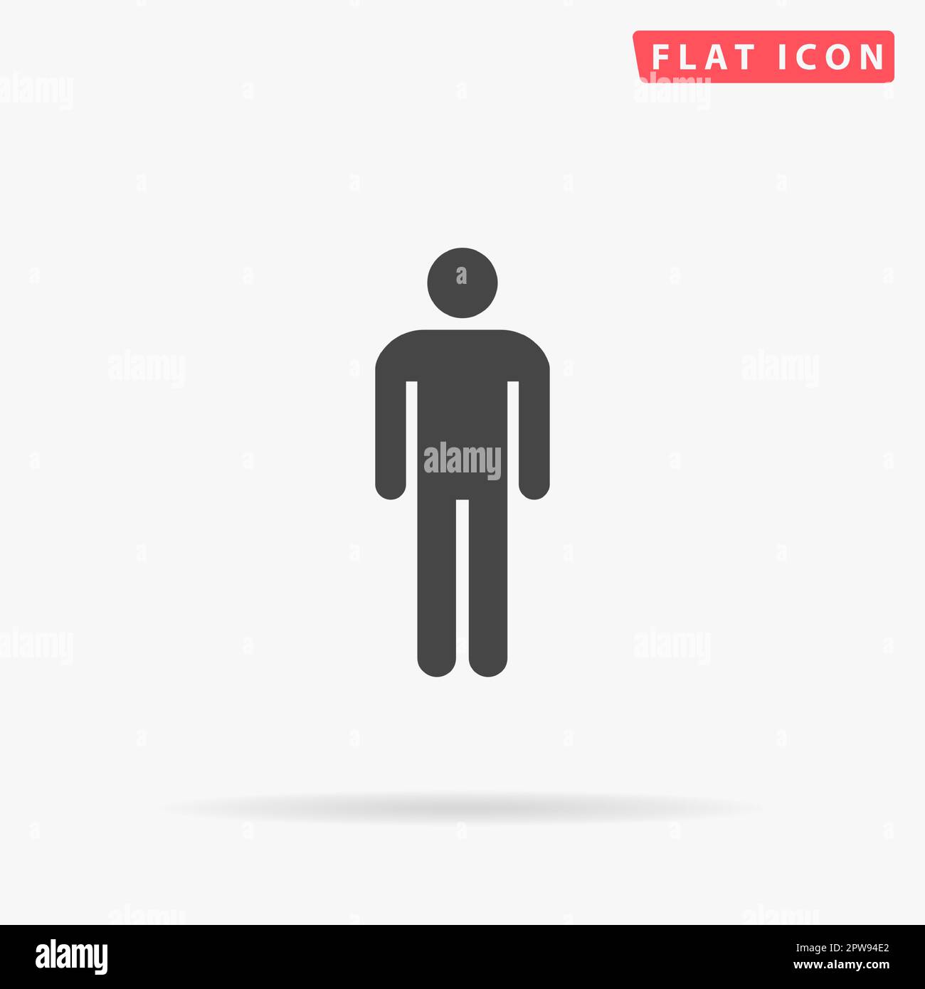 Man. Simple flat black symbol with shadow on white background. Vector ...