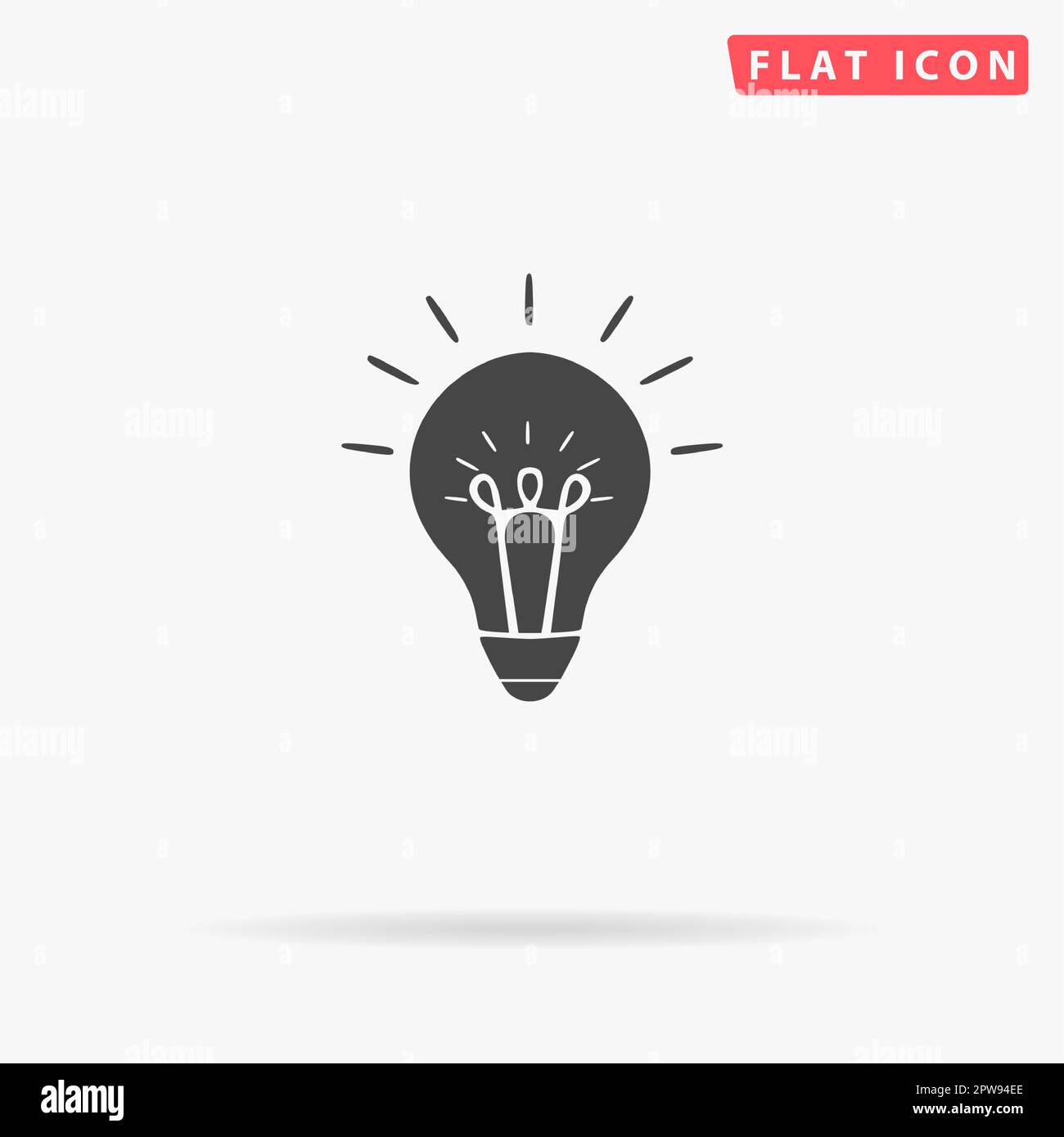 Light bulb. Simple flat black symbol with shadow on white background ...
