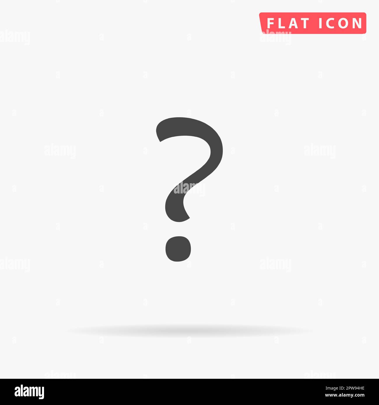 Question mark. Simple flat black symbol with shadow on white background ...