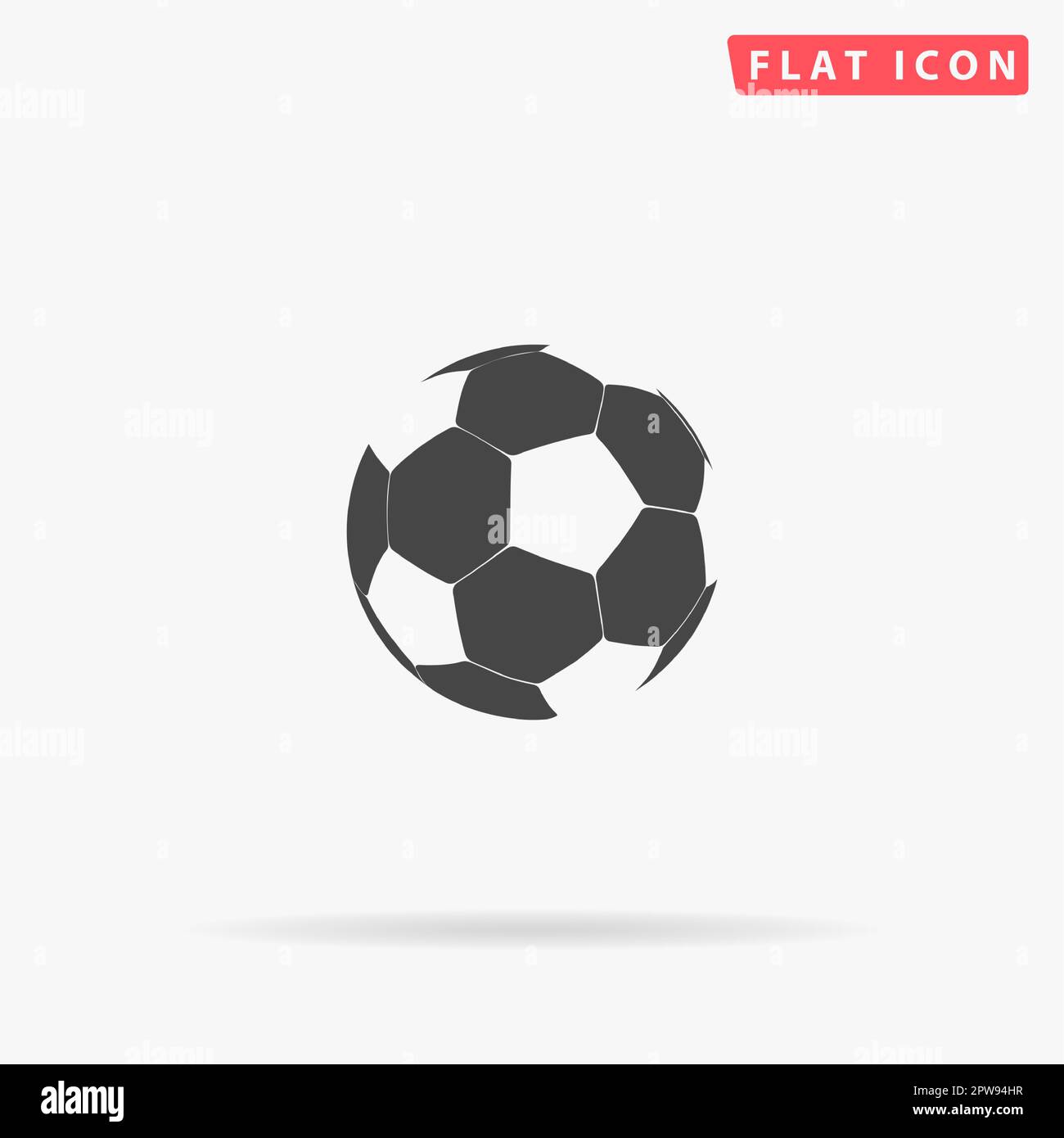 Football ball - soccer. Simple flat black symbol with shadow on white ...