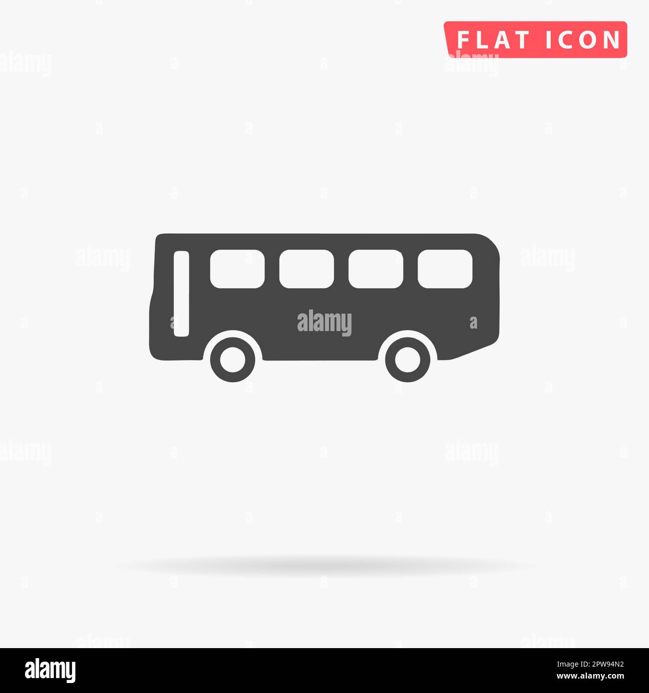 Old Bus. Simple flat black symbol with shadow on white background ...
