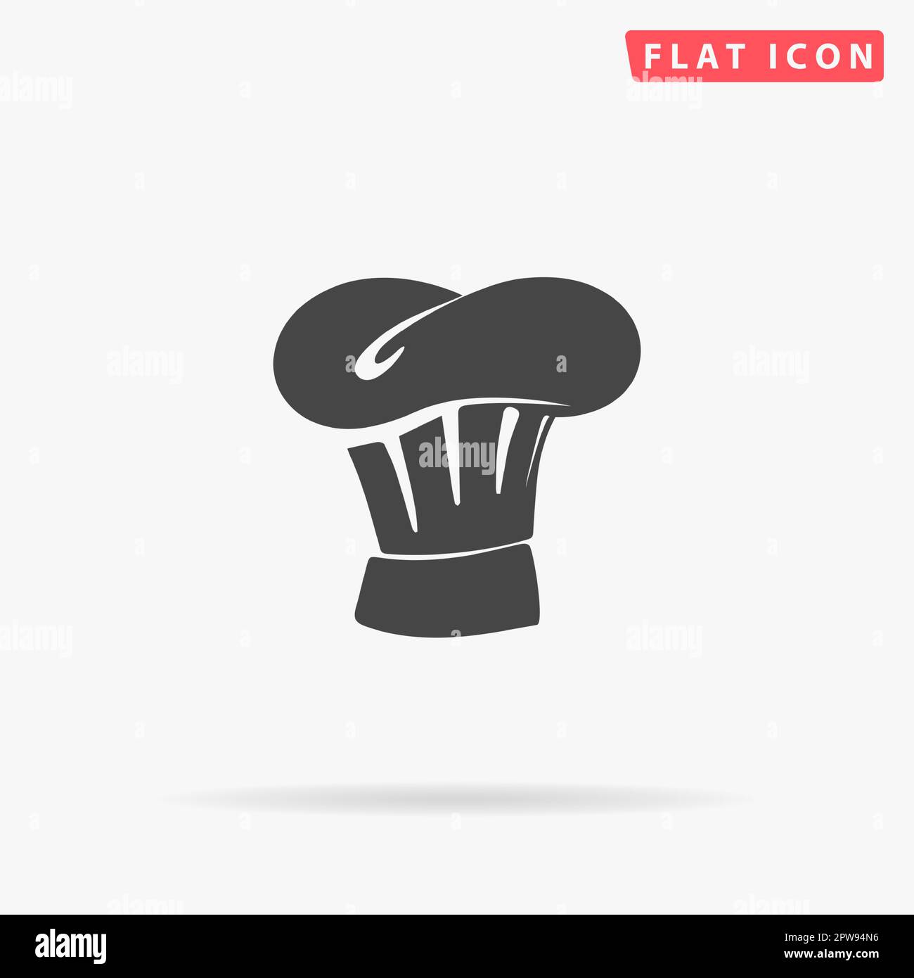 Chefs Hat. Simple flat black symbol with shadow on white background ...
