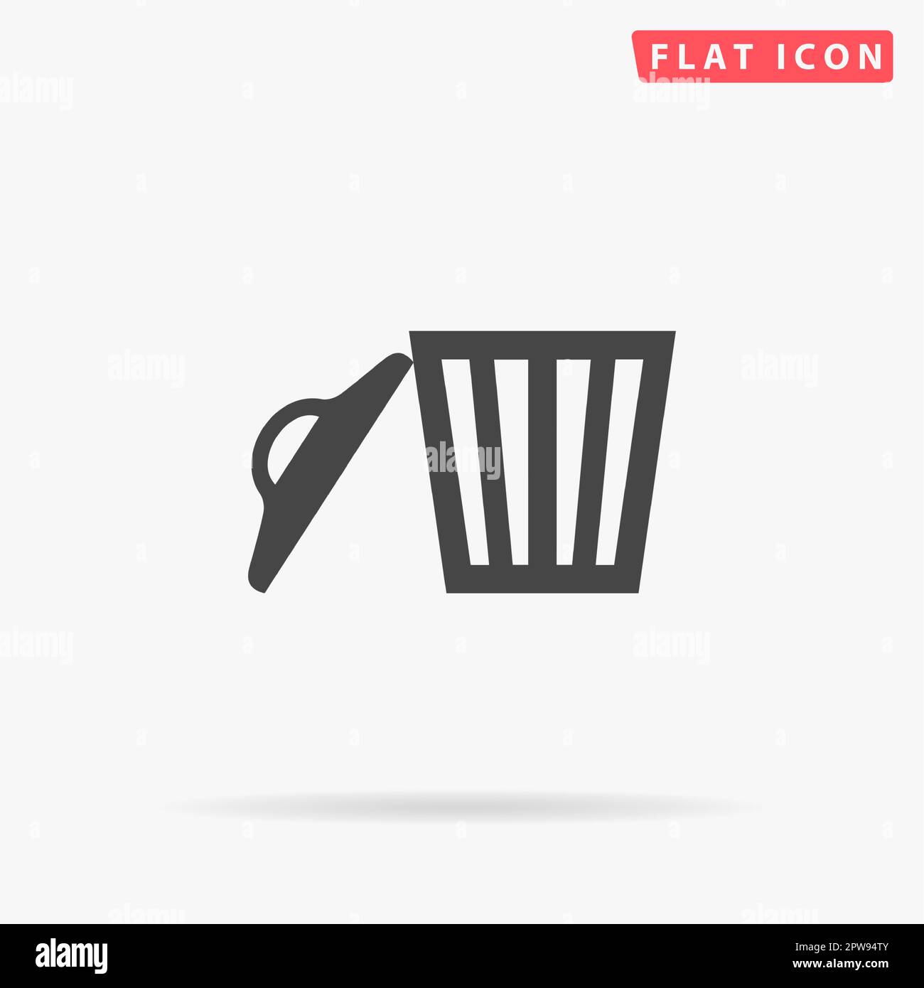 Trash can. Simple flat black symbol with shadow on white background ...