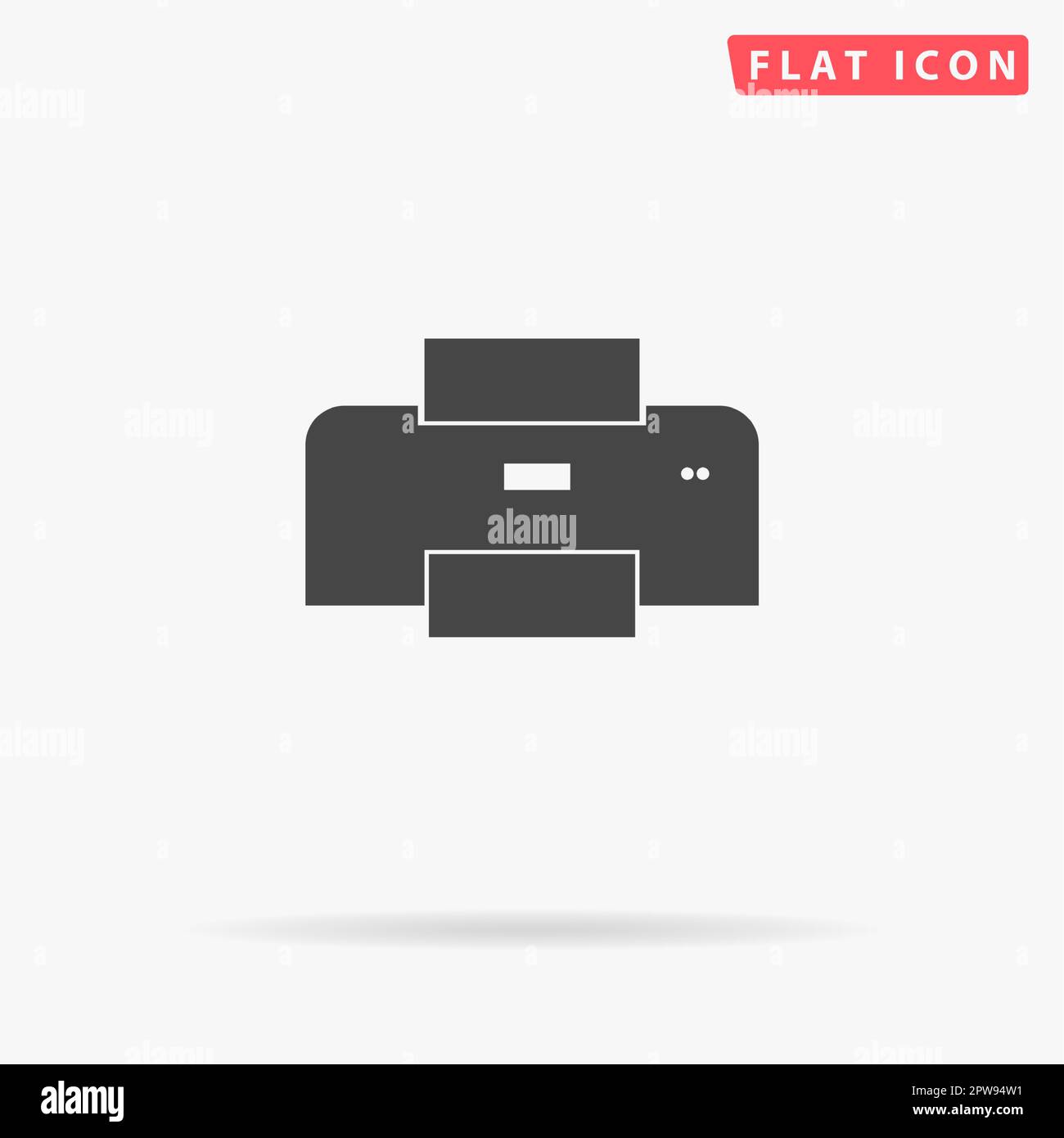 Printer. Simple flat black symbol with shadow on white background ...