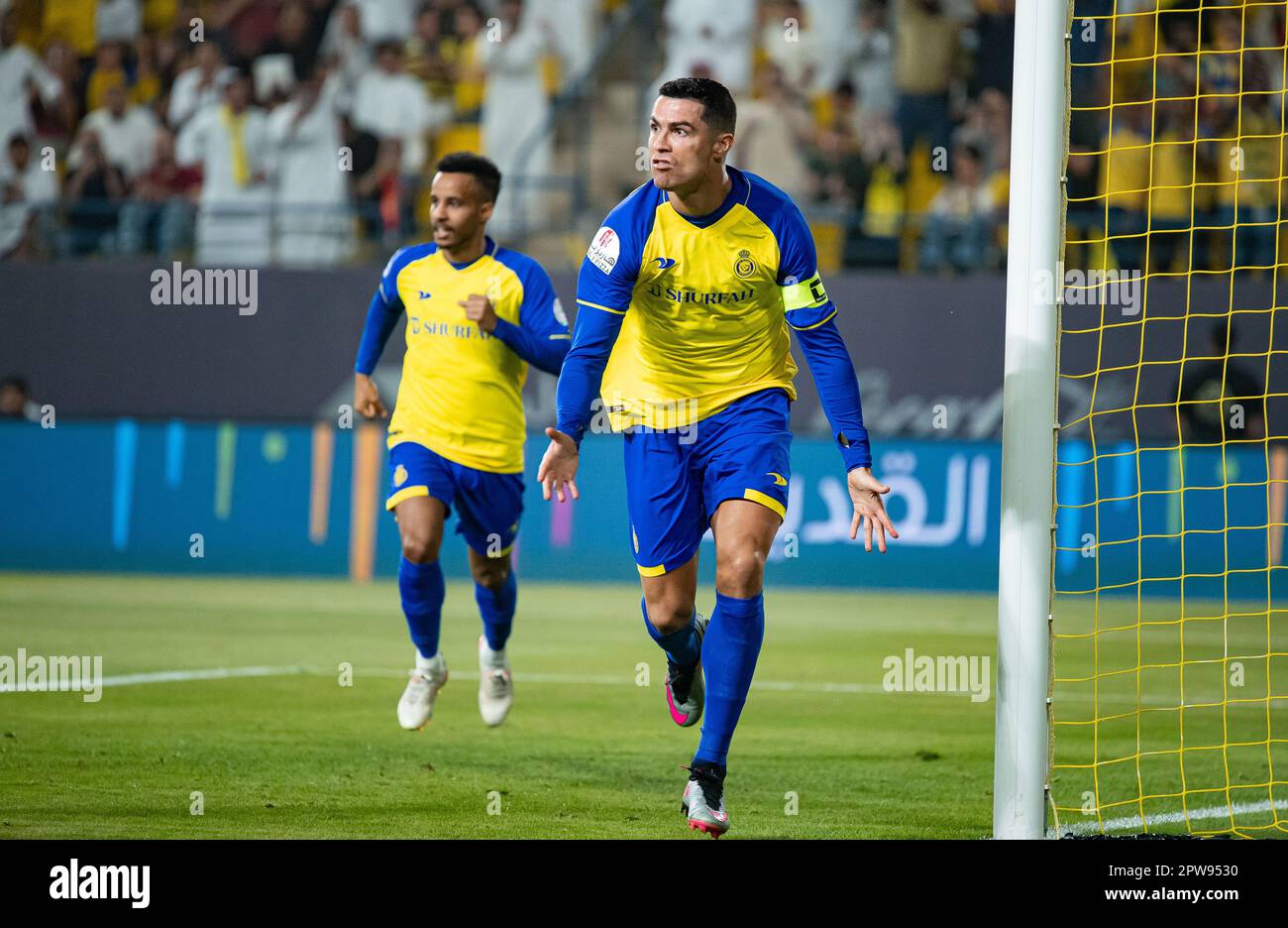 Cristiano Ronaldo of Al-Nassr FC celebrates his goal against Al-Raed FC ...