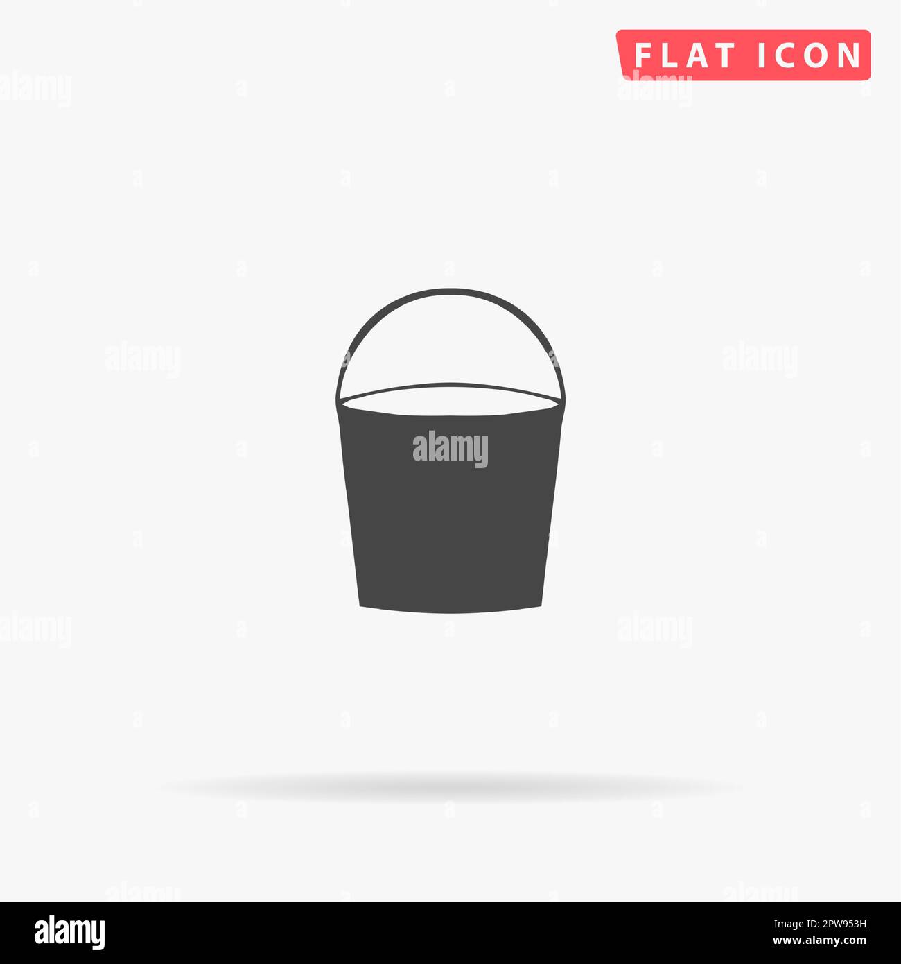 Bucket. Simple flat black symbol with shadow on white background ...