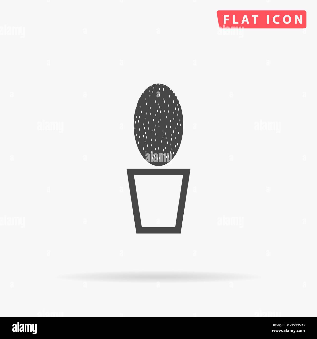 Cactus pot. Simple flat black symbol with shadow on white background ...