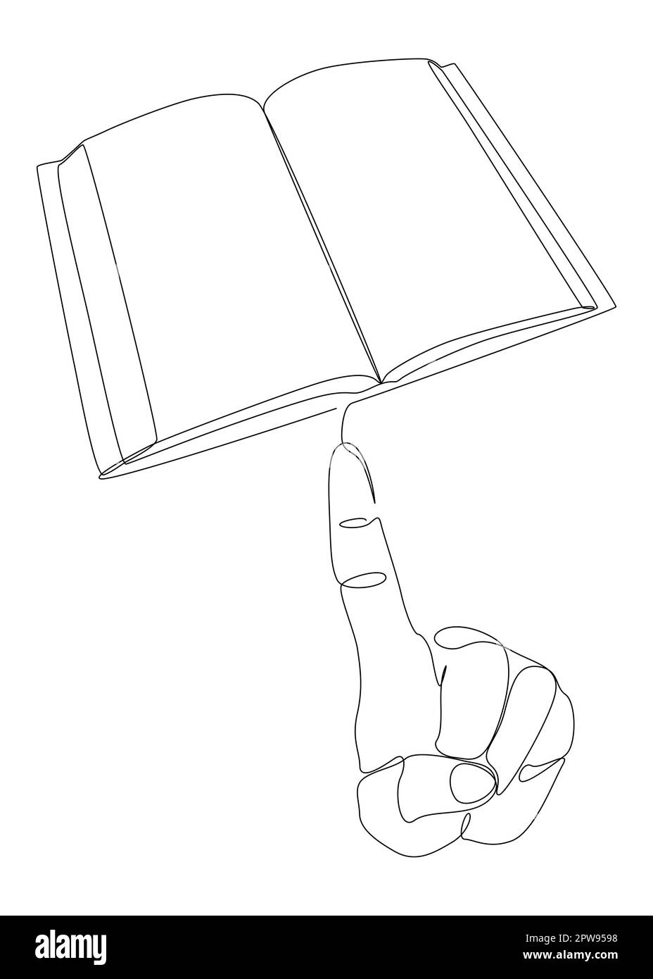 One continuous line of hand with Book Stock Vector Image & Art - Alamy