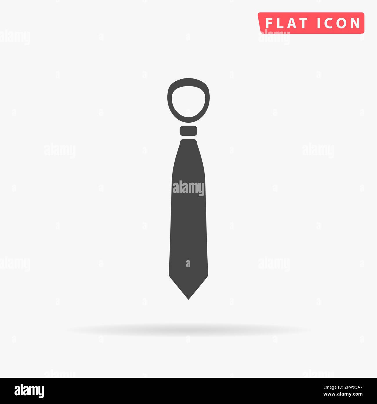 Tie. Simple flat black symbol with shadow on white background. Vector ...