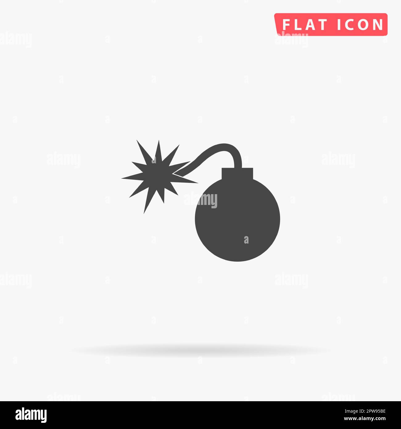 Bomb. Simple flat black symbol with shadow on white background. Vector ...