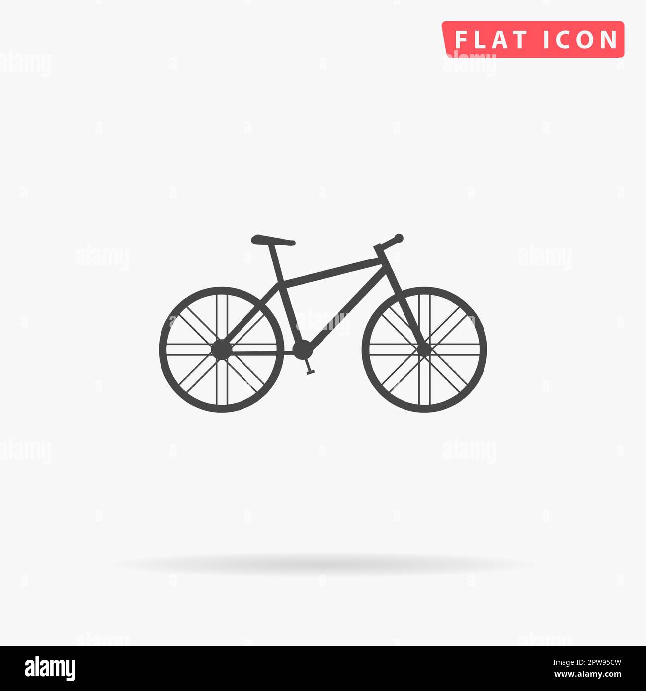 Bicycle. Simple flat black symbol with shadow on white background ...