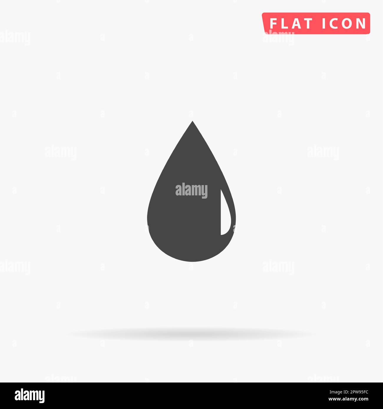Water drop. Simple flat black symbol with shadow on white background ...
