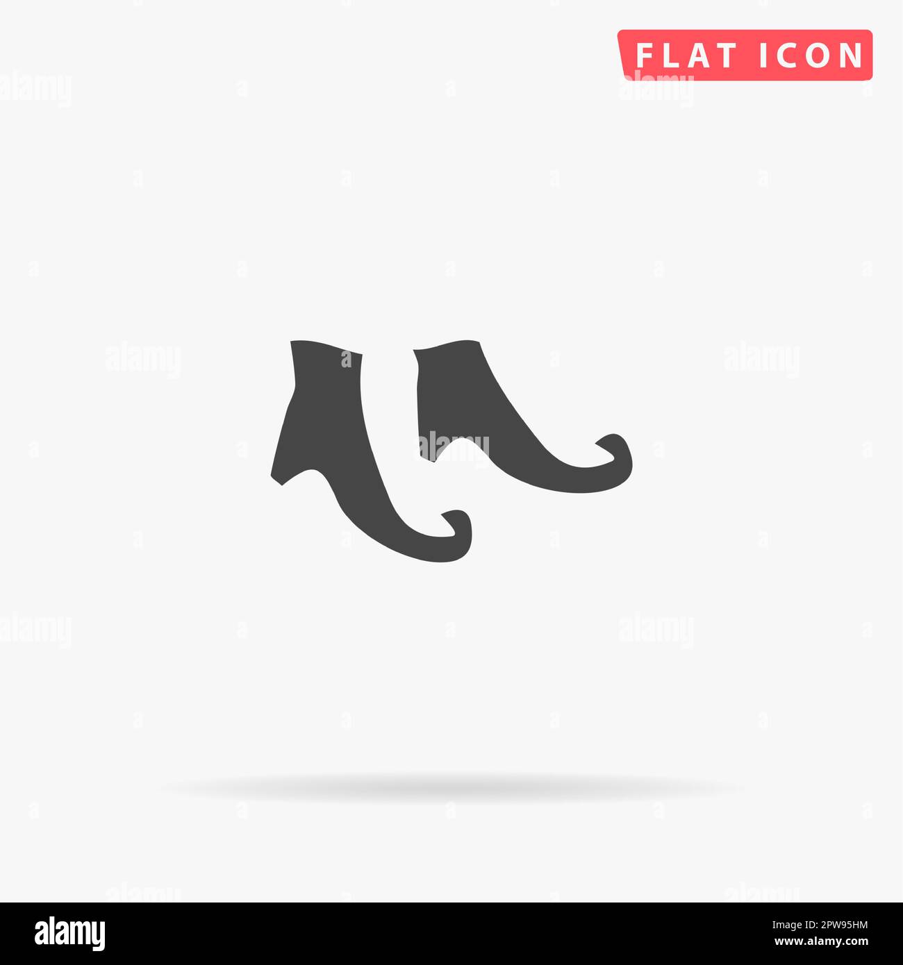 Witch boots. Simple flat black symbol with shadow on white background ...