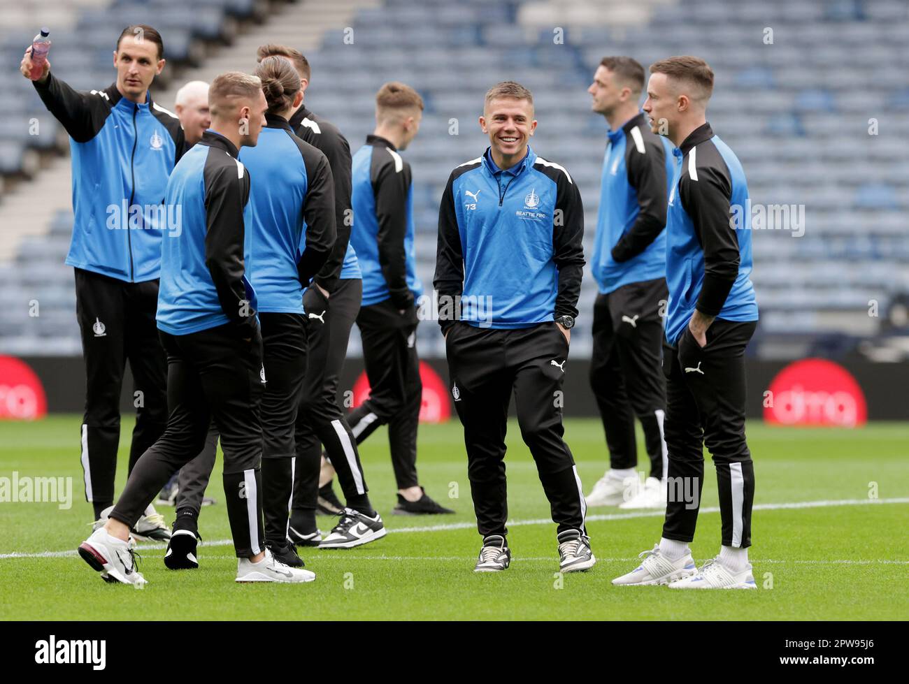 Falkirk's Kai Kennedy (centre) and team-mates before the Scottish Cup ...