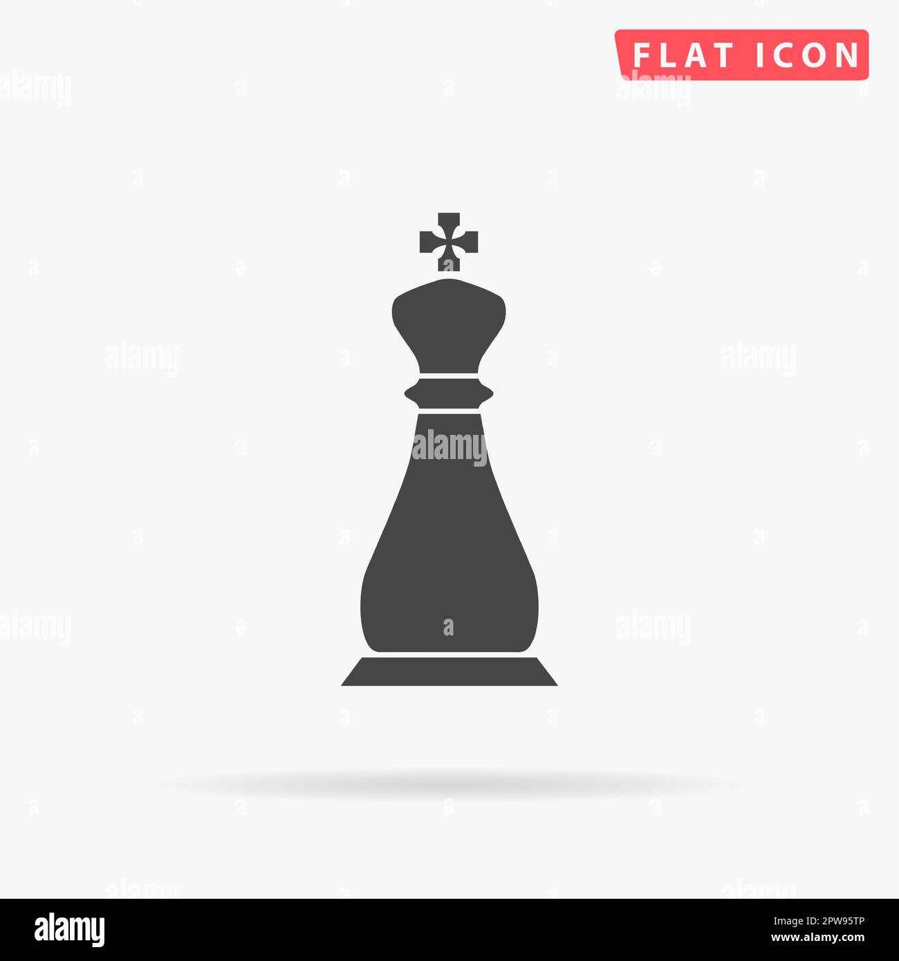 Chess king. Simple flat black symbol with shadow on white background ...
