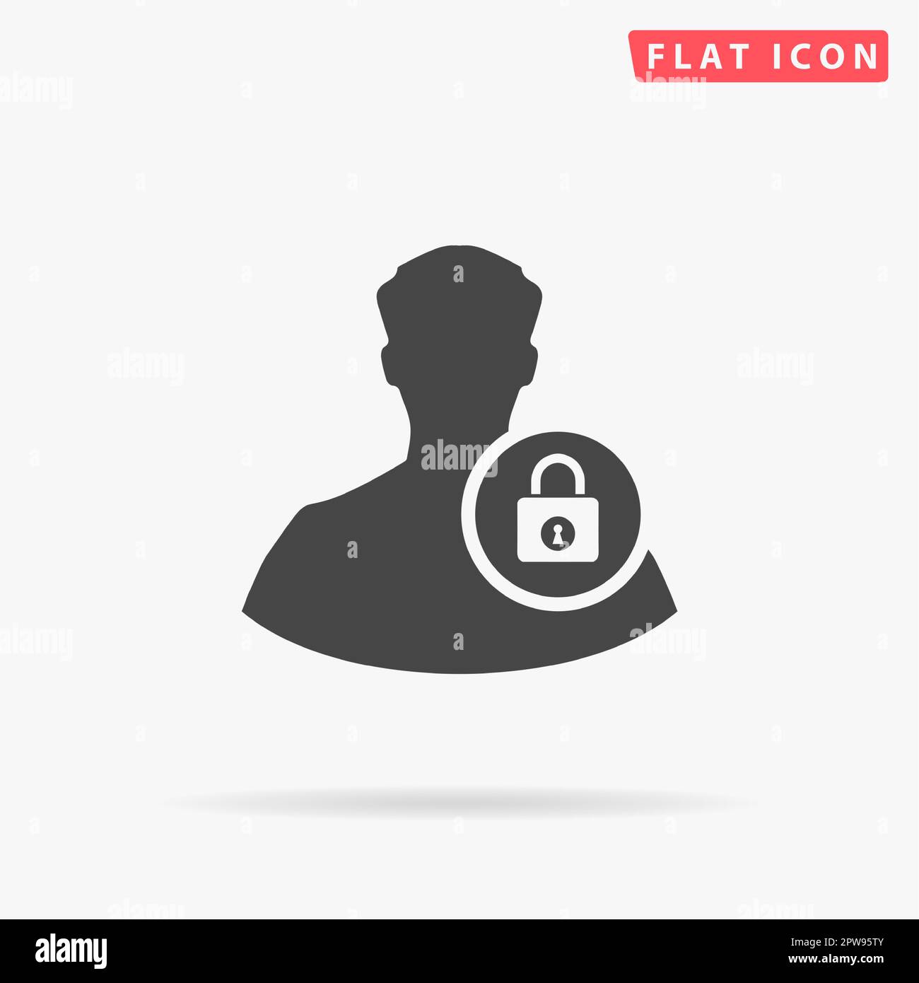 User login or authenticate. Simple flat black symbol with shadow on white background. Vector ...