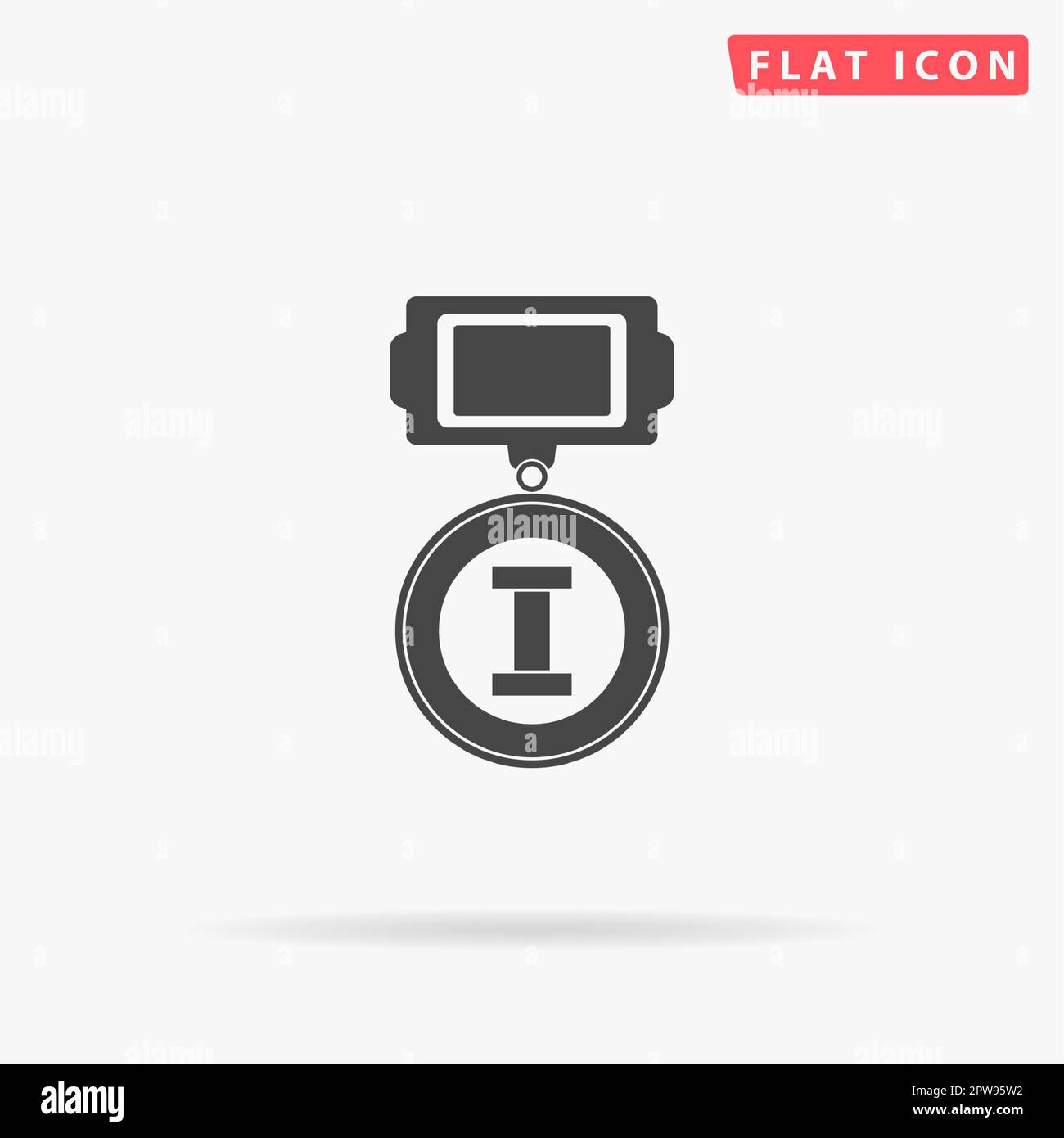 First Place Simple Flat Black Symbol With Shadow On White Background Vector Illustration 