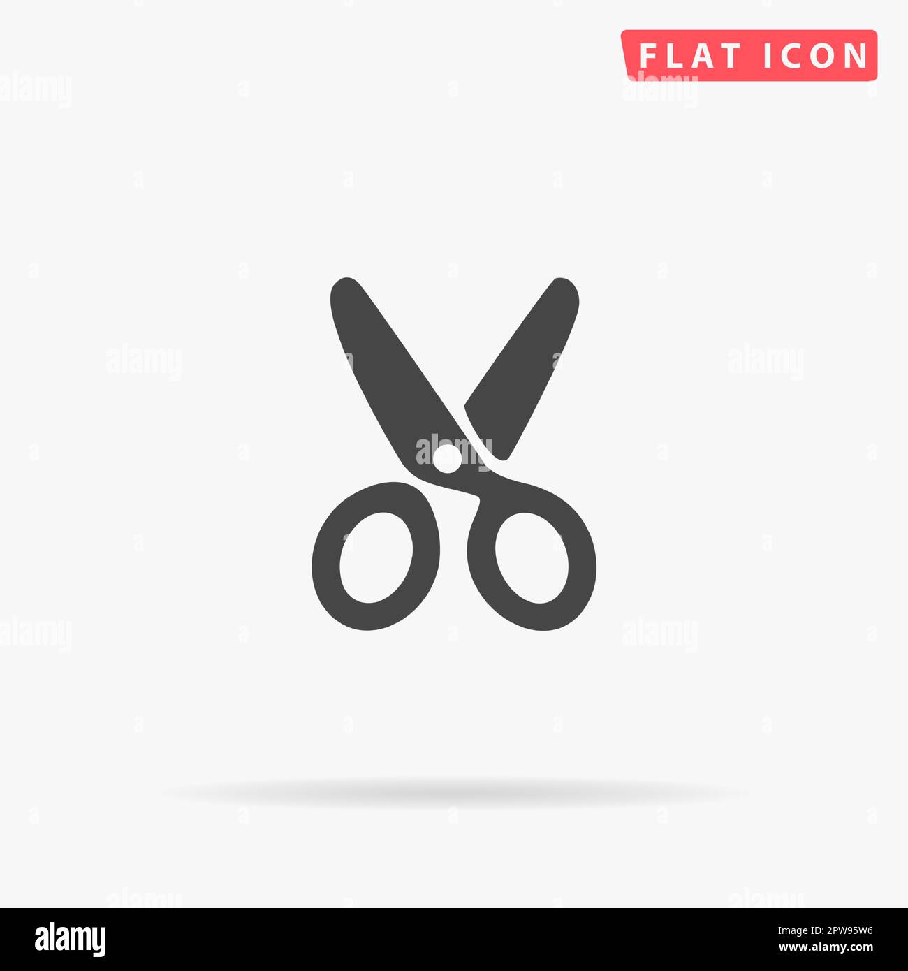 Scissors. Simple flat black symbol with shadow on white background ...