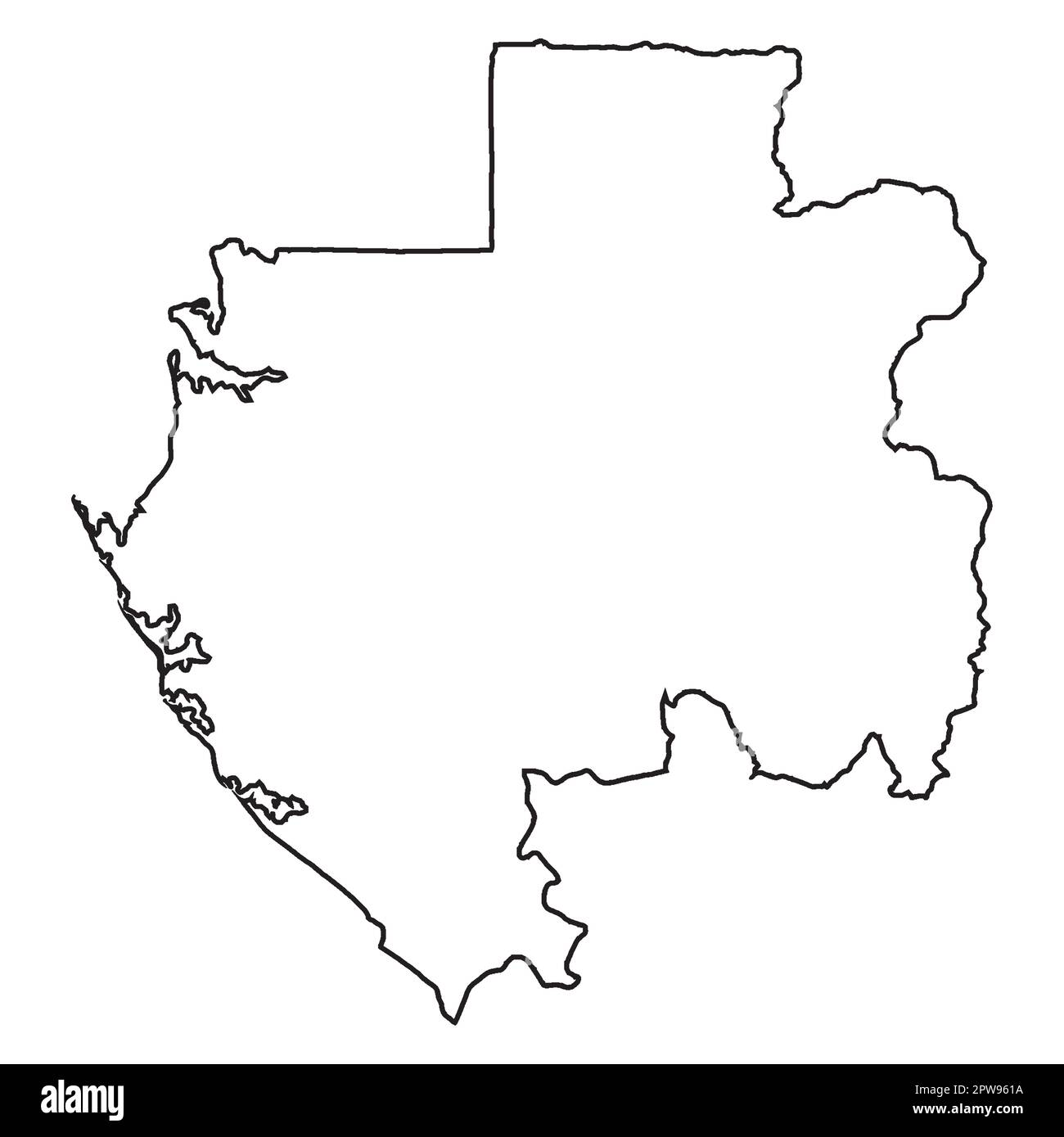 Gabon Country Outline Silhouette Map Stock Vector Image & Art - Alamy