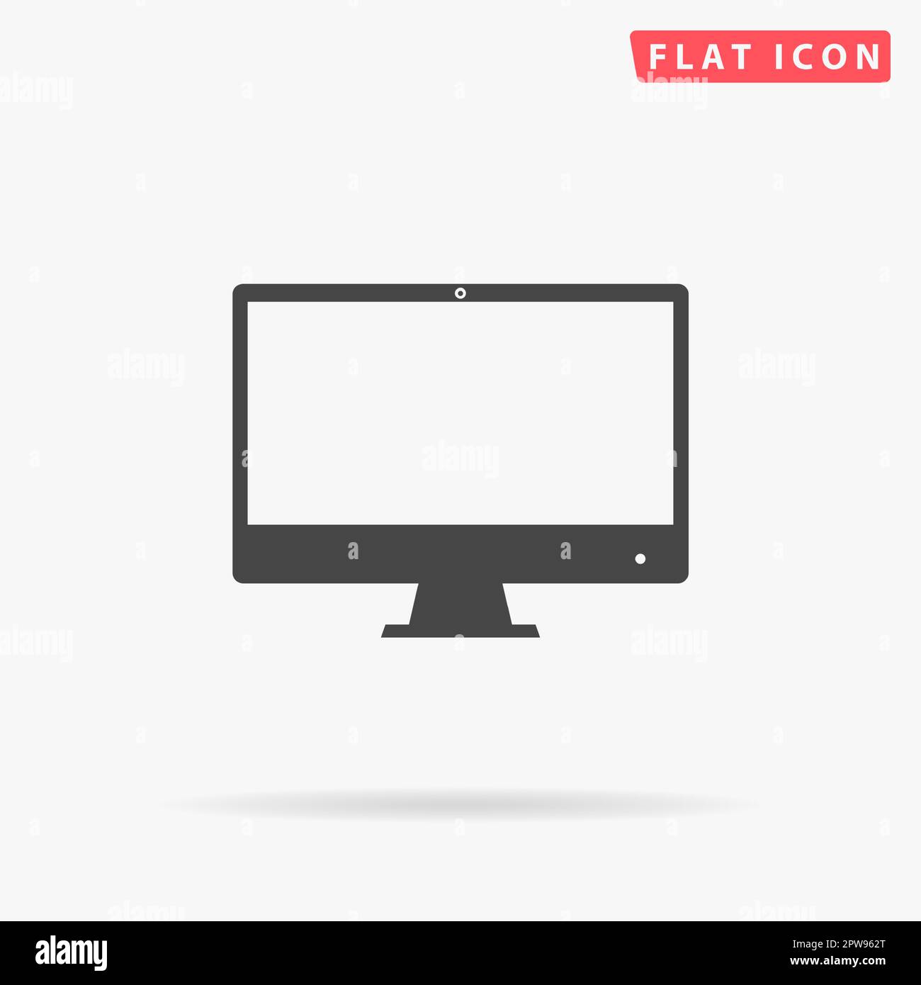 Computer display - Monitor. Simple flat black symbol with shadow on ...