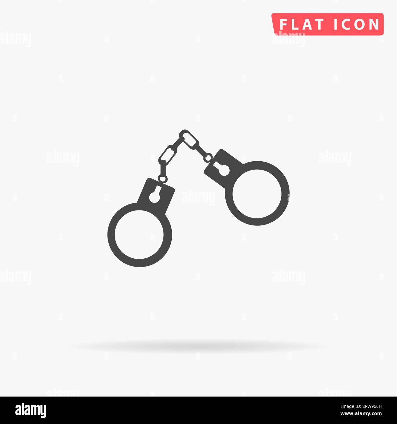 Handcuffs. Simple flat black symbol with shadow on white background ...