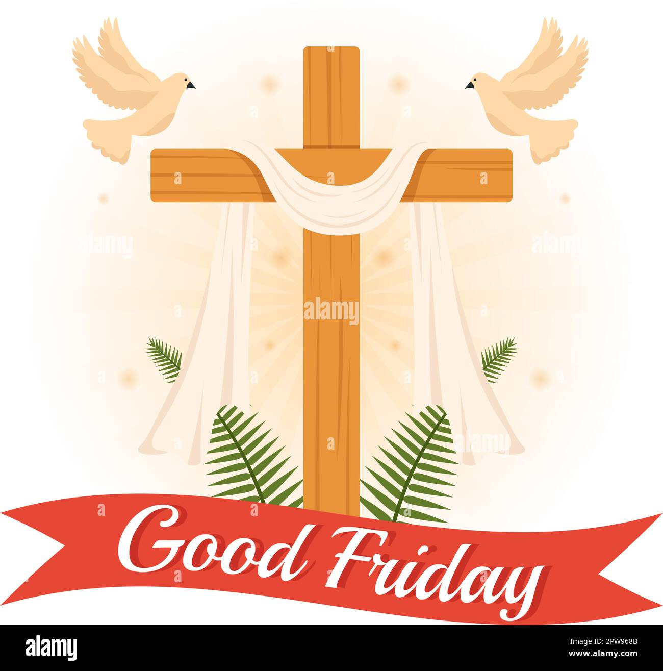 Happy Good Friday Illustration with Christian Holiday of Jesus Christ ...