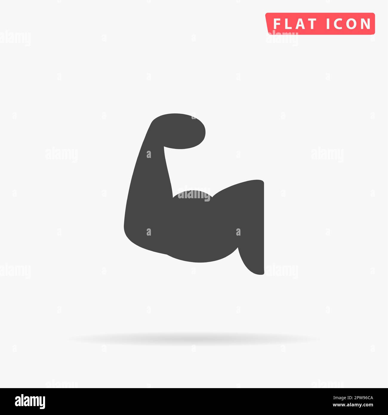 Fitness arm. Simple flat black symbol with shadow on white background ...