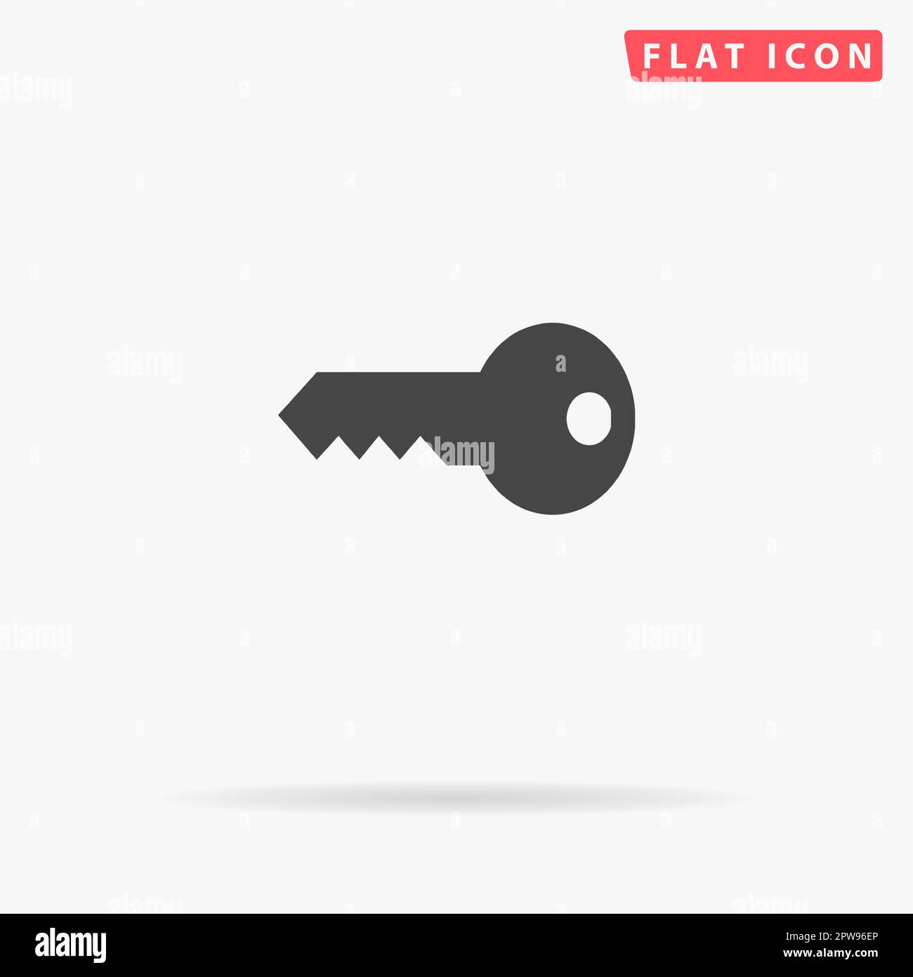 Key . Simple flat black symbol with shadow on white background. Vector ...