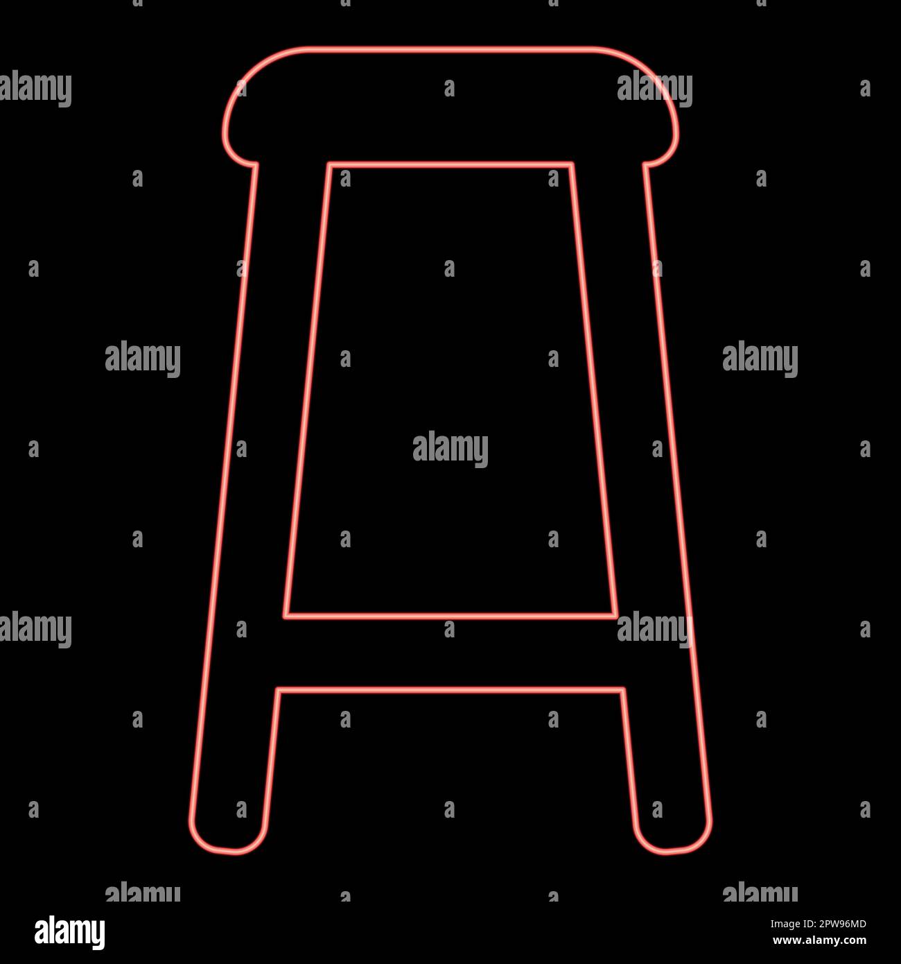 Neon stool red color vector illustration image flat style Stock Vector ...