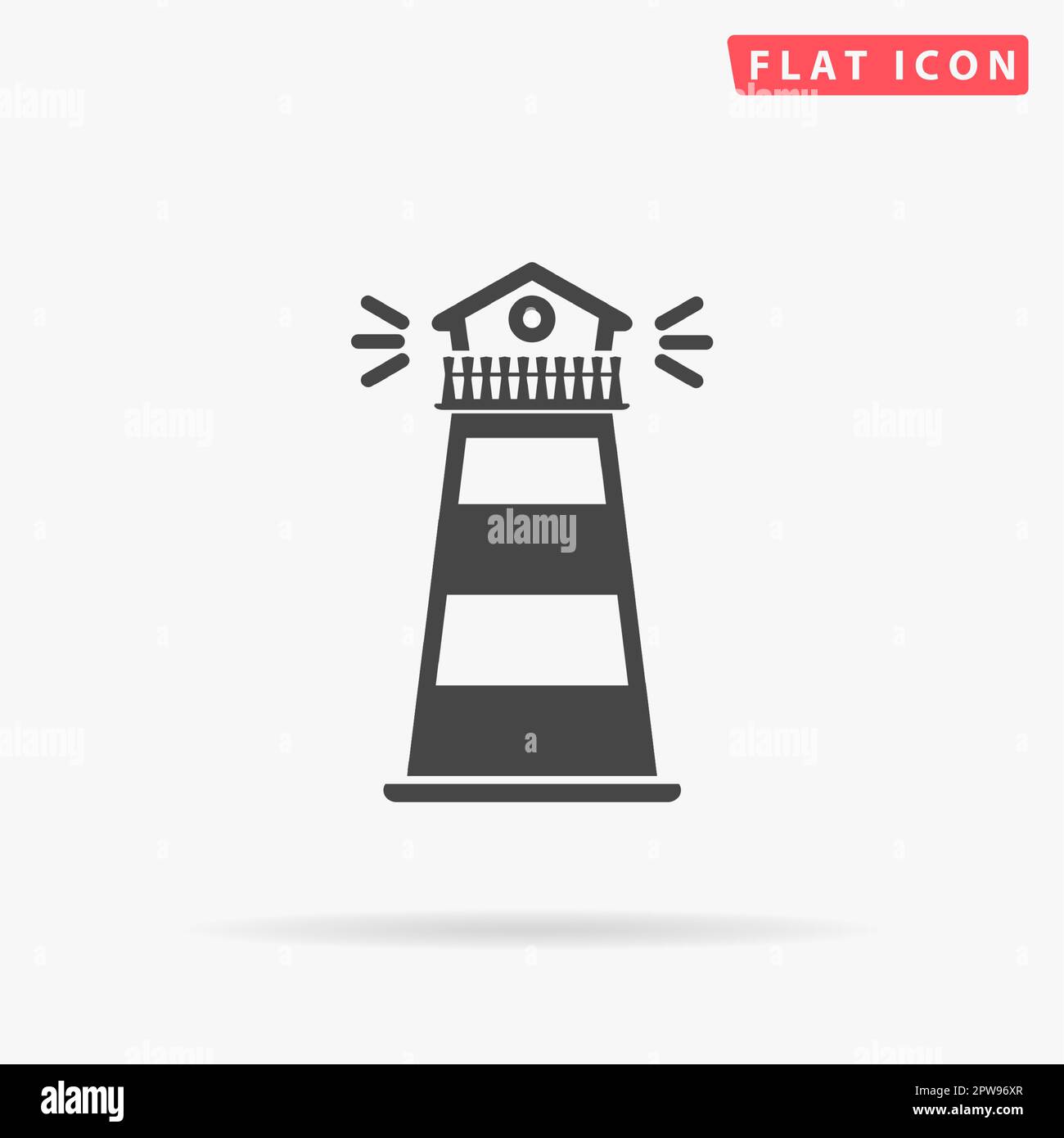 Lighthouse. Simple flat black symbol with shadow on white background ...