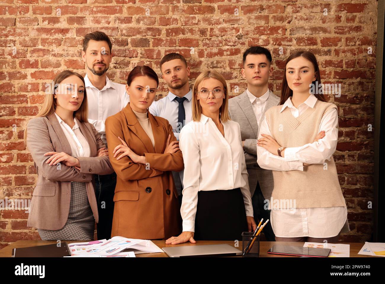 Businesswoman and her employees in office. Lady boss Stock Photo - Alamy