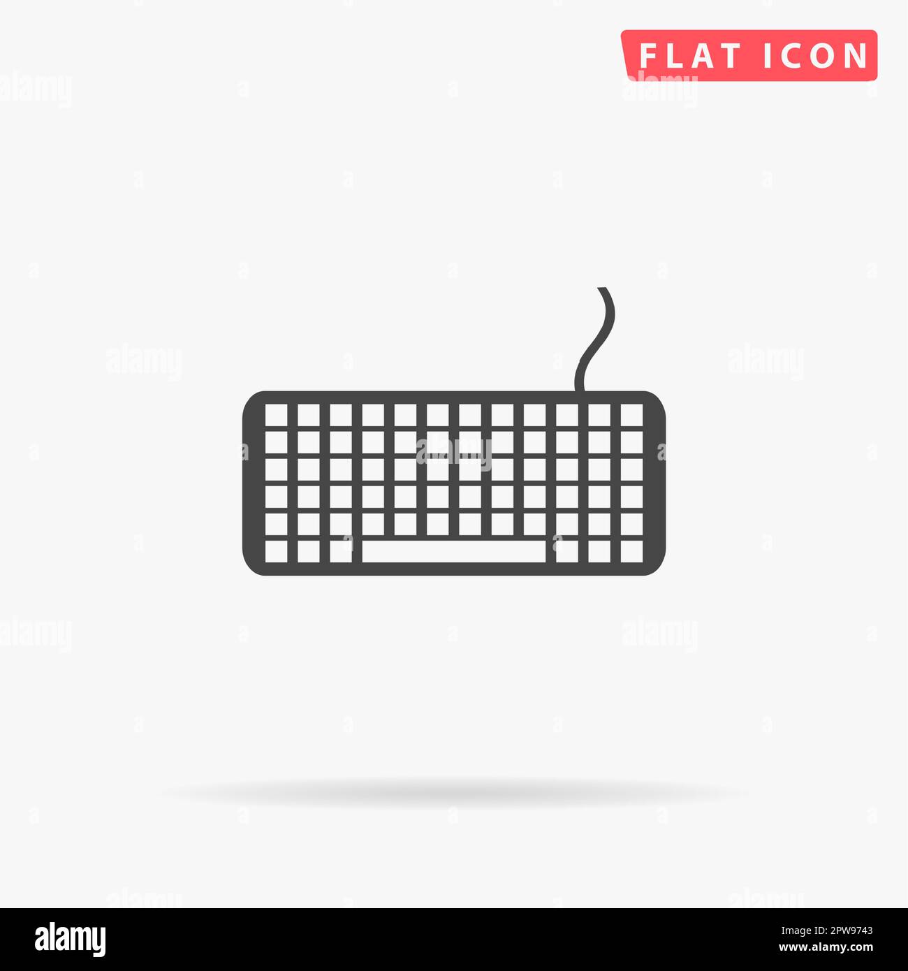 Keyboard. Simple flat black symbol with shadow on white background ...