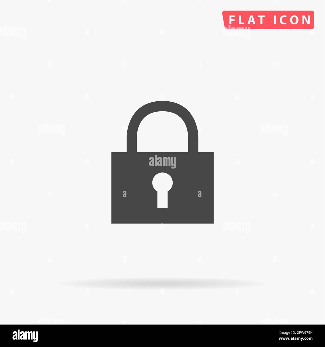 Simple lock pad. Simple flat black symbol with shadow on white ...