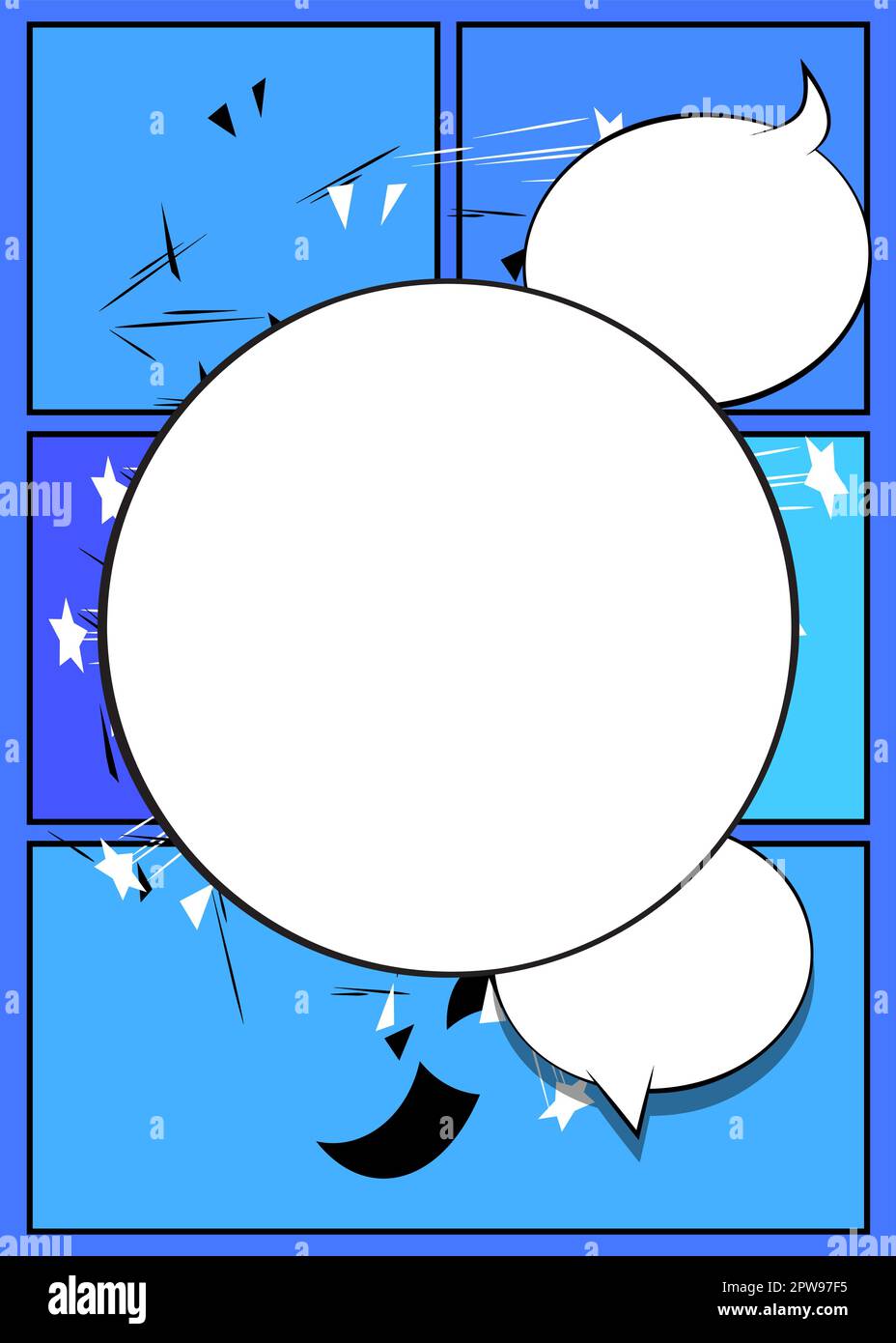 Blank Circle shape on Blue Cartoon vector Comic Book background Stock ...