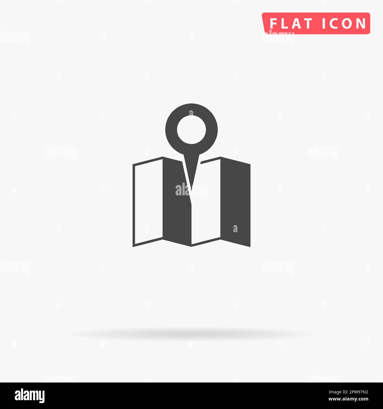 Location. Simple flat black symbol with shadow on white background ...