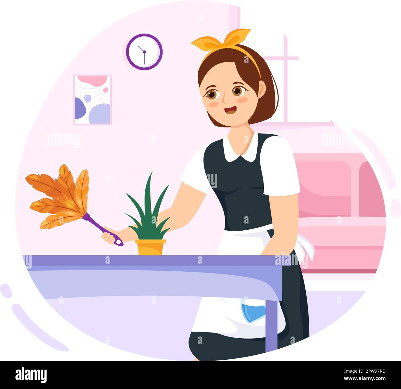 Professional Girl Maid Illustration of Cleaning Service Wearing her ...